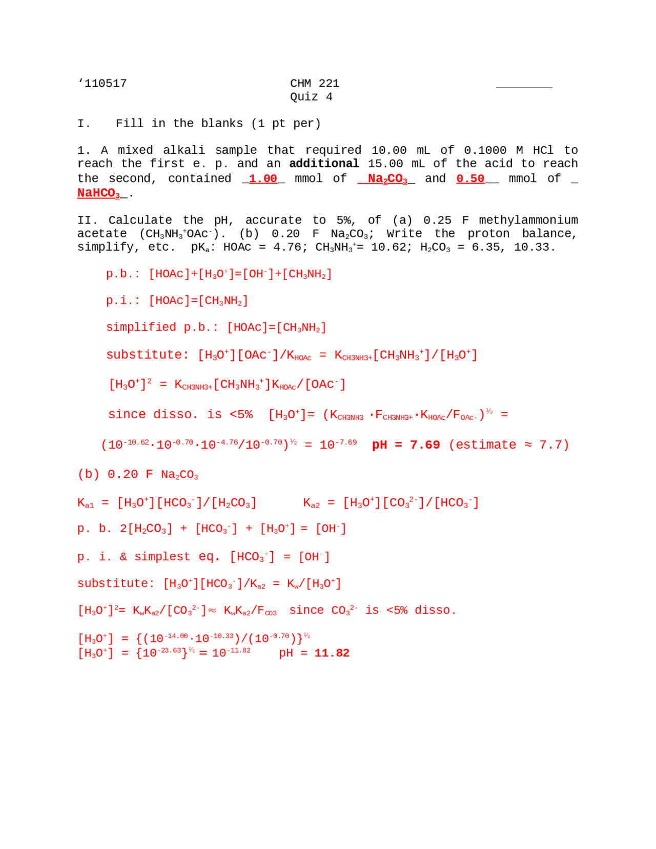Solved Quiz 4 Quantitative Analysis Chm 221 Docsity