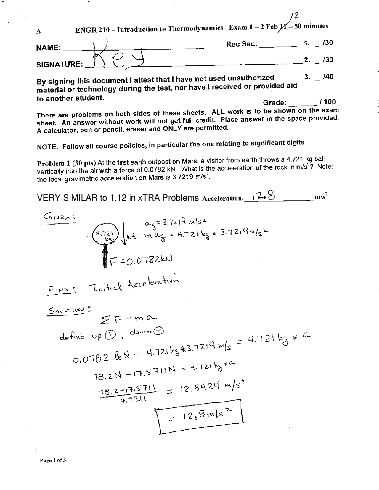 Introduction To Thermodynamics Midterm Exam Answer Key Engr 210