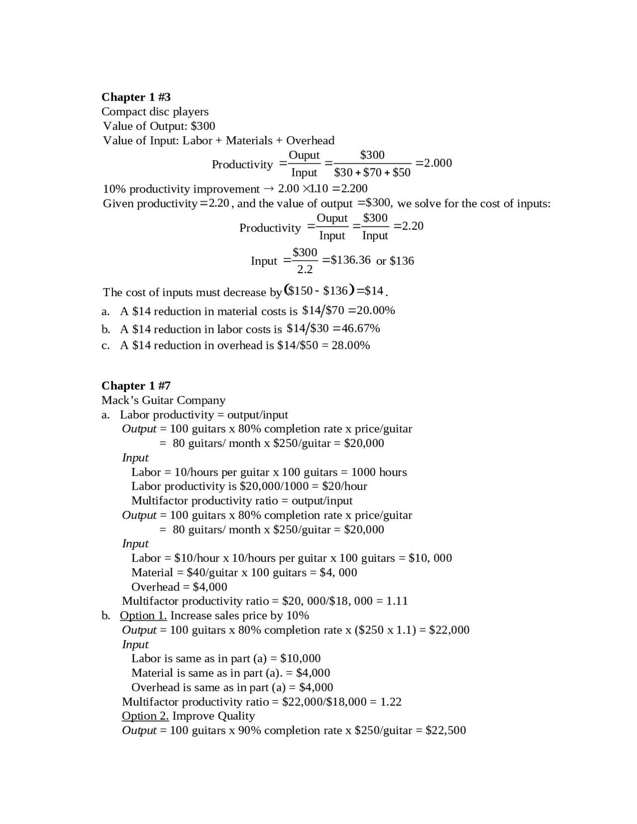 Homework 1 Management Of Service Operations Mgmt 3100 Docsity