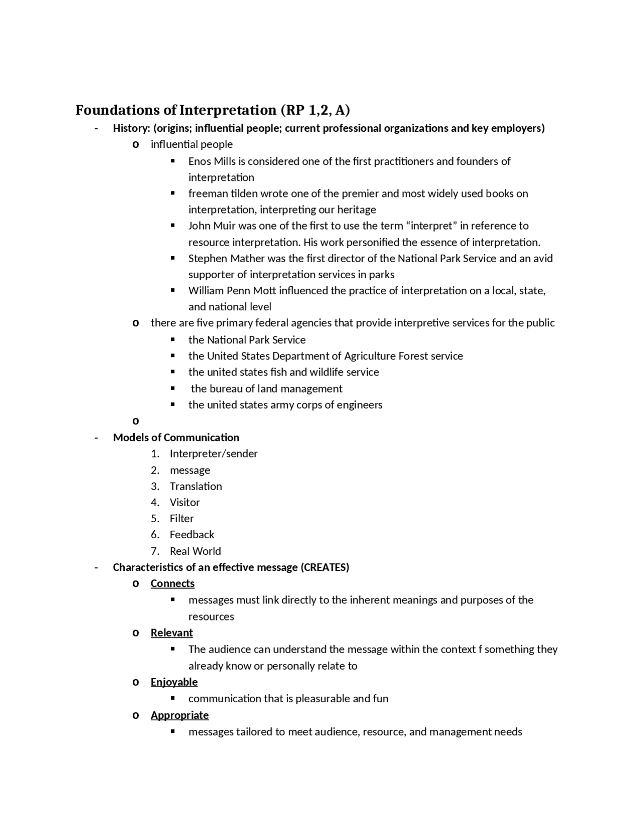 Foundations of Interpretation - Notes for Exam 1 | RPTS 307 - Docsity
