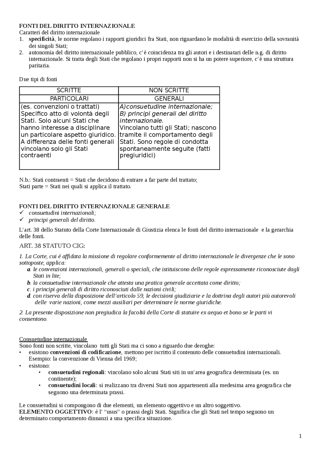 Fonti Del Diritto Internazionale Docsity