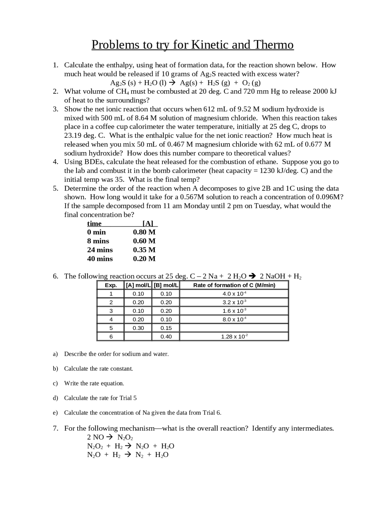 Thermodynamics and Kinetics Practice Problems - General Chemistry ...