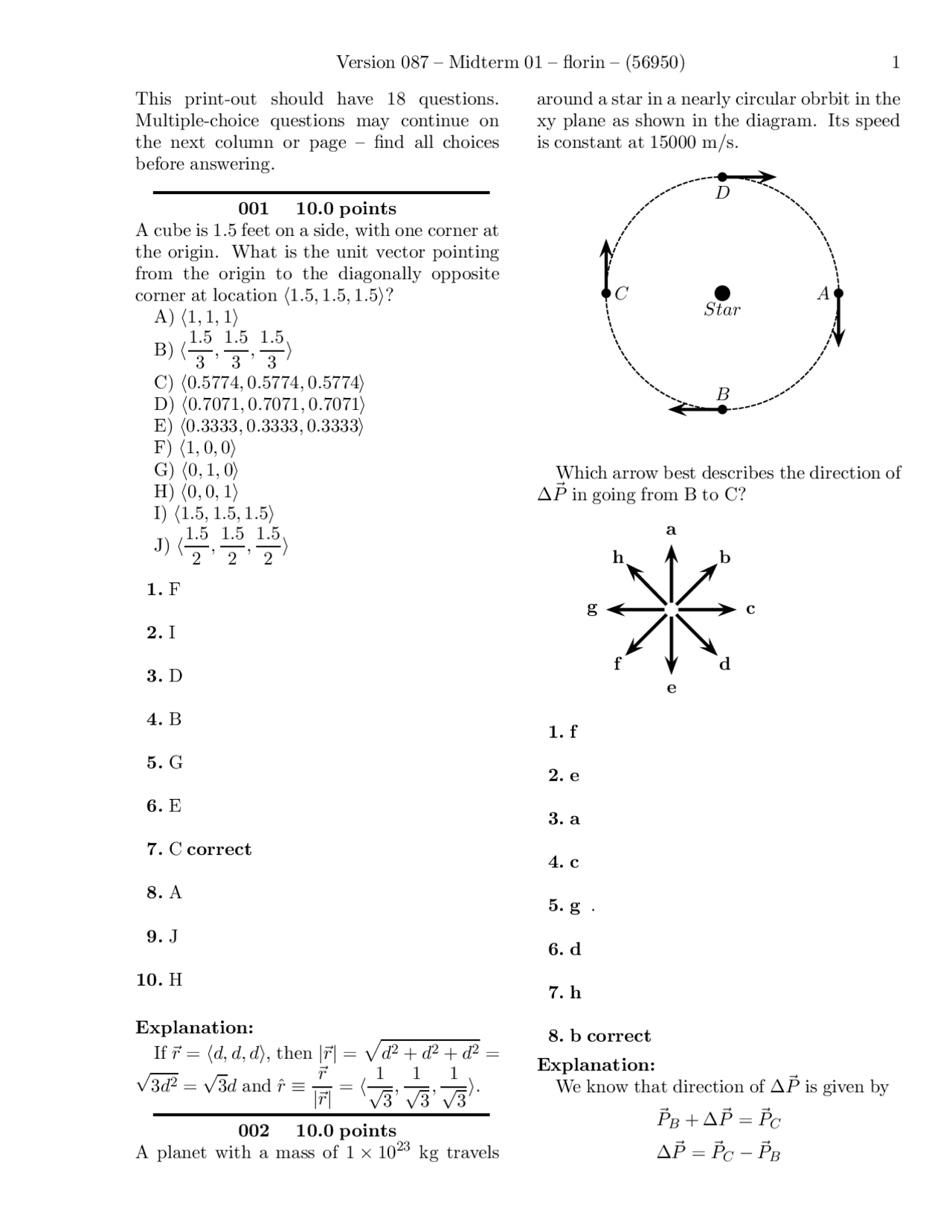 18 Solved MCQs on Trajectory of Motion Force - Exam 1 | PHY 303K - Docsity