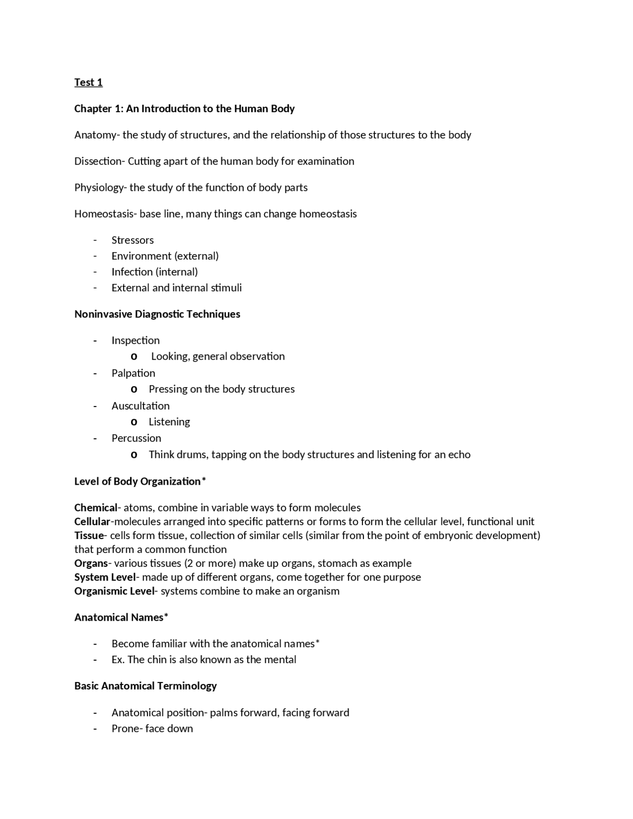 Notes on Introduction to the Human Body - Human Anatomy | KIN 2500 ...