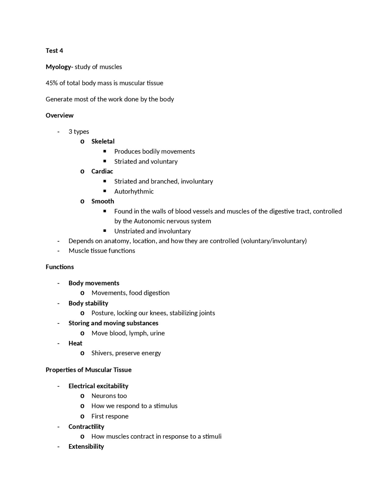 Myology-Study of Muscles - Human Anatomy - Notes | KIN 2500 - Docsity