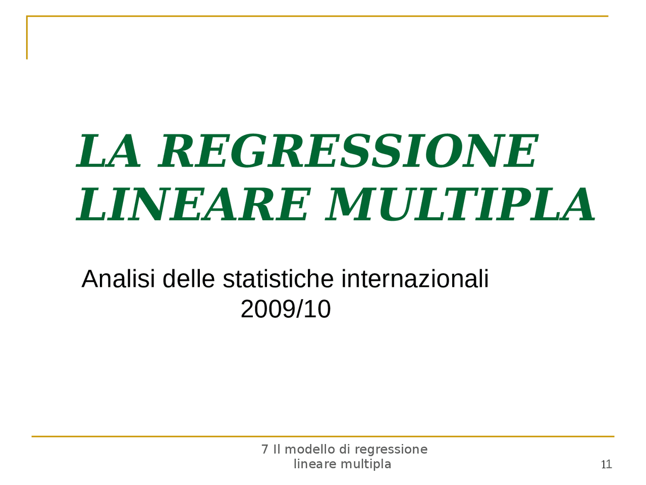 7 Modello Di Regressione Lineare Multiplappt Docsity