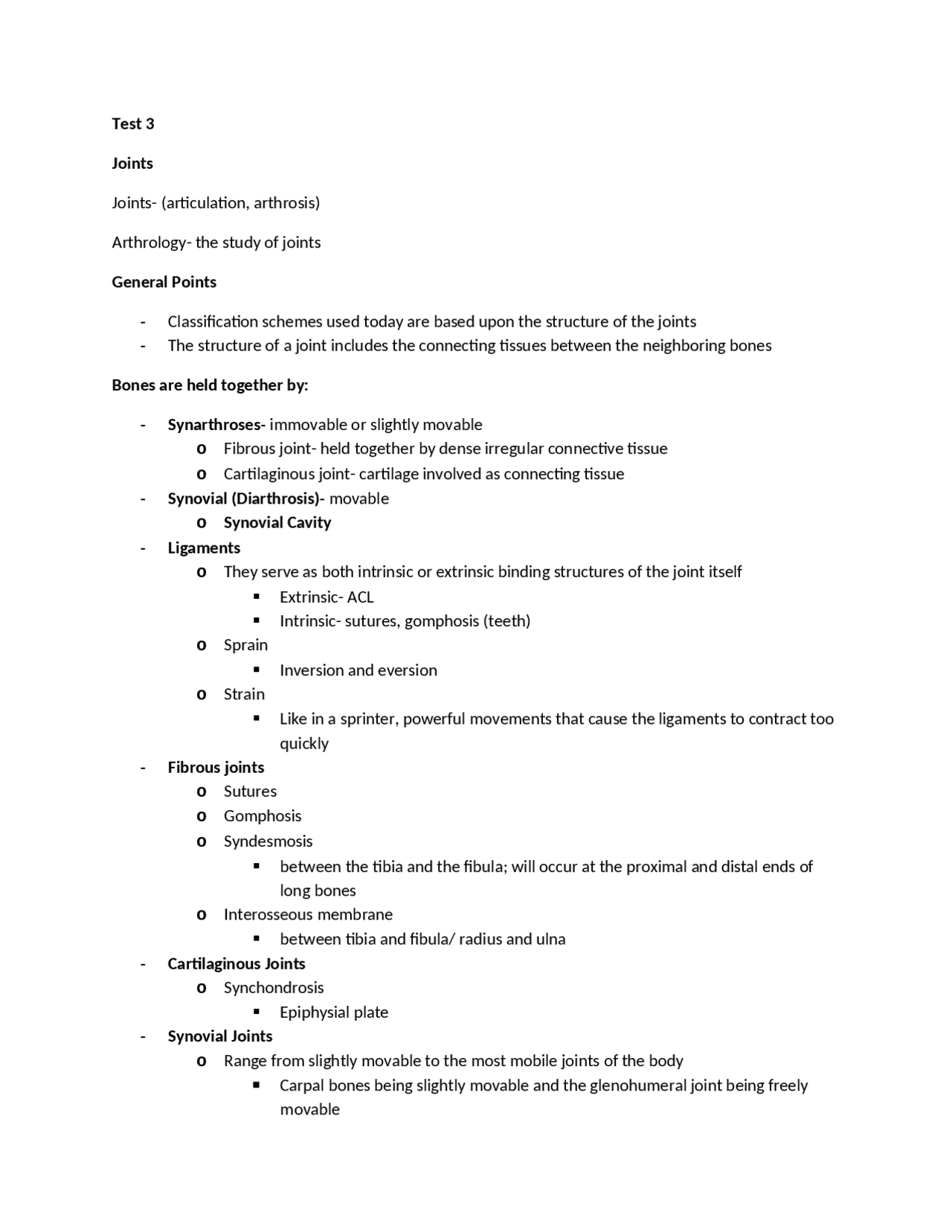 Test 3 Human Anatomy Lecture Notes Kin 2500 Docsity