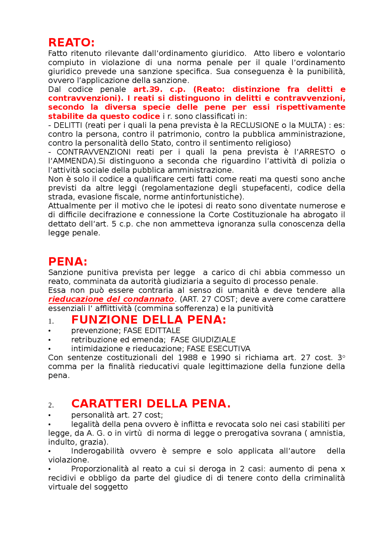 Reato: definizione e glossario - Docsity