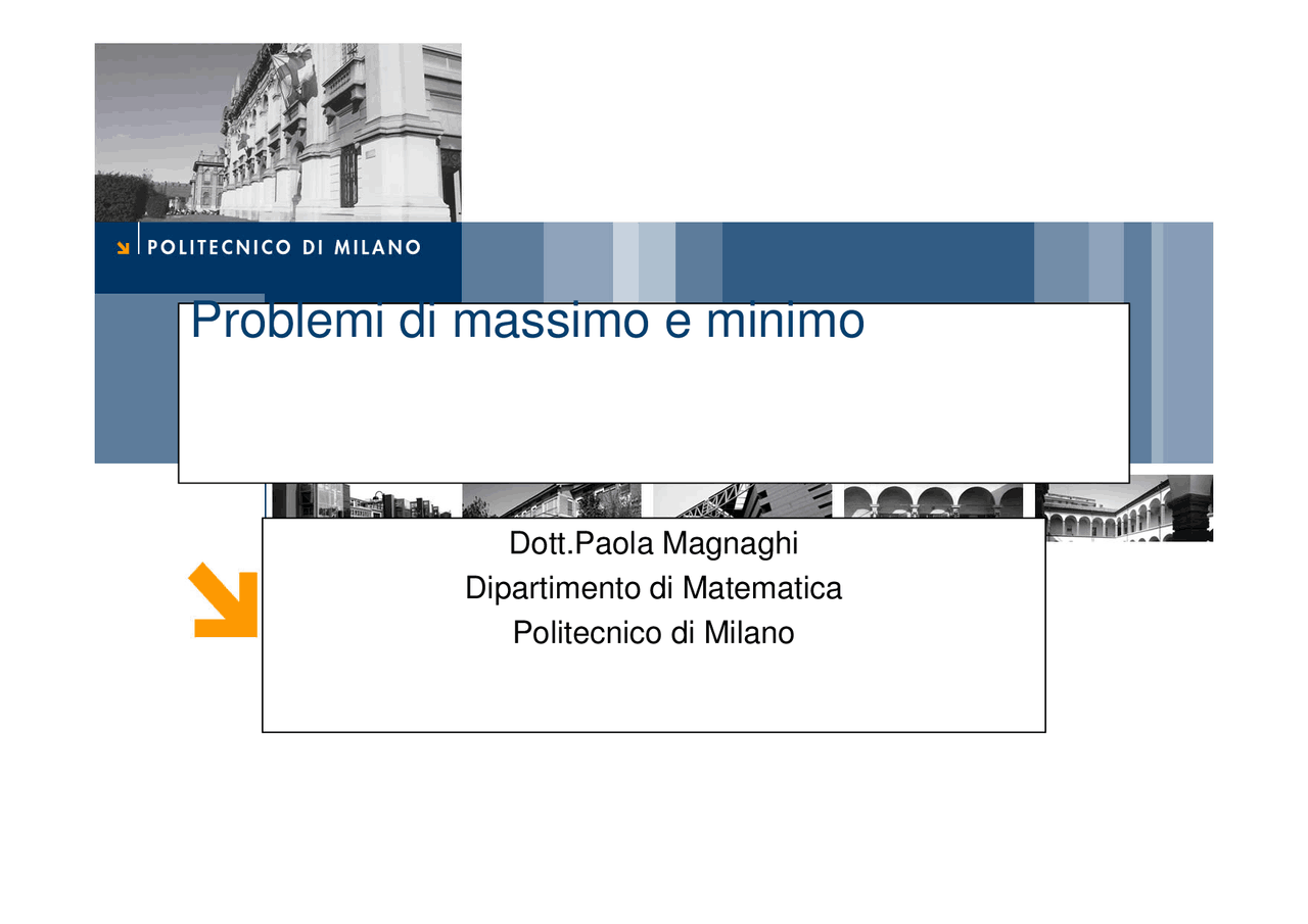 Problemi Di Massimo E Minimo Docsity