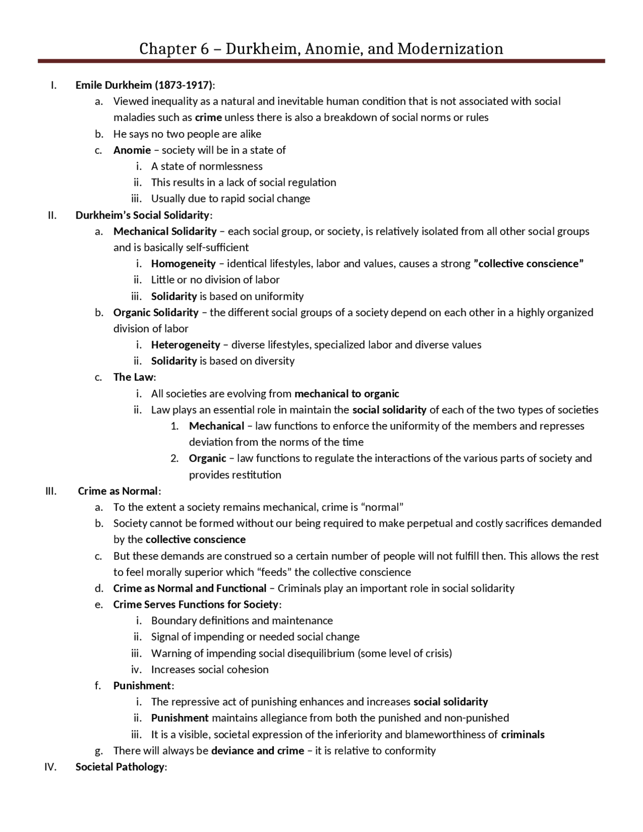 Durkheim Anomie And Modernization Lecture Notes Soc 4325 Docsity