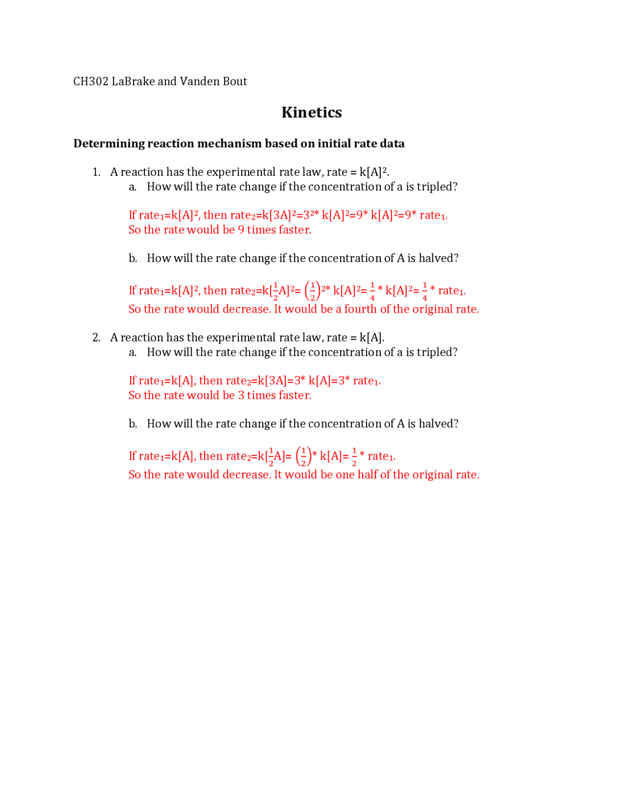 Lecture Notes On Kinetics Principles Of Chemistry Ii Ch 302 Docsity
