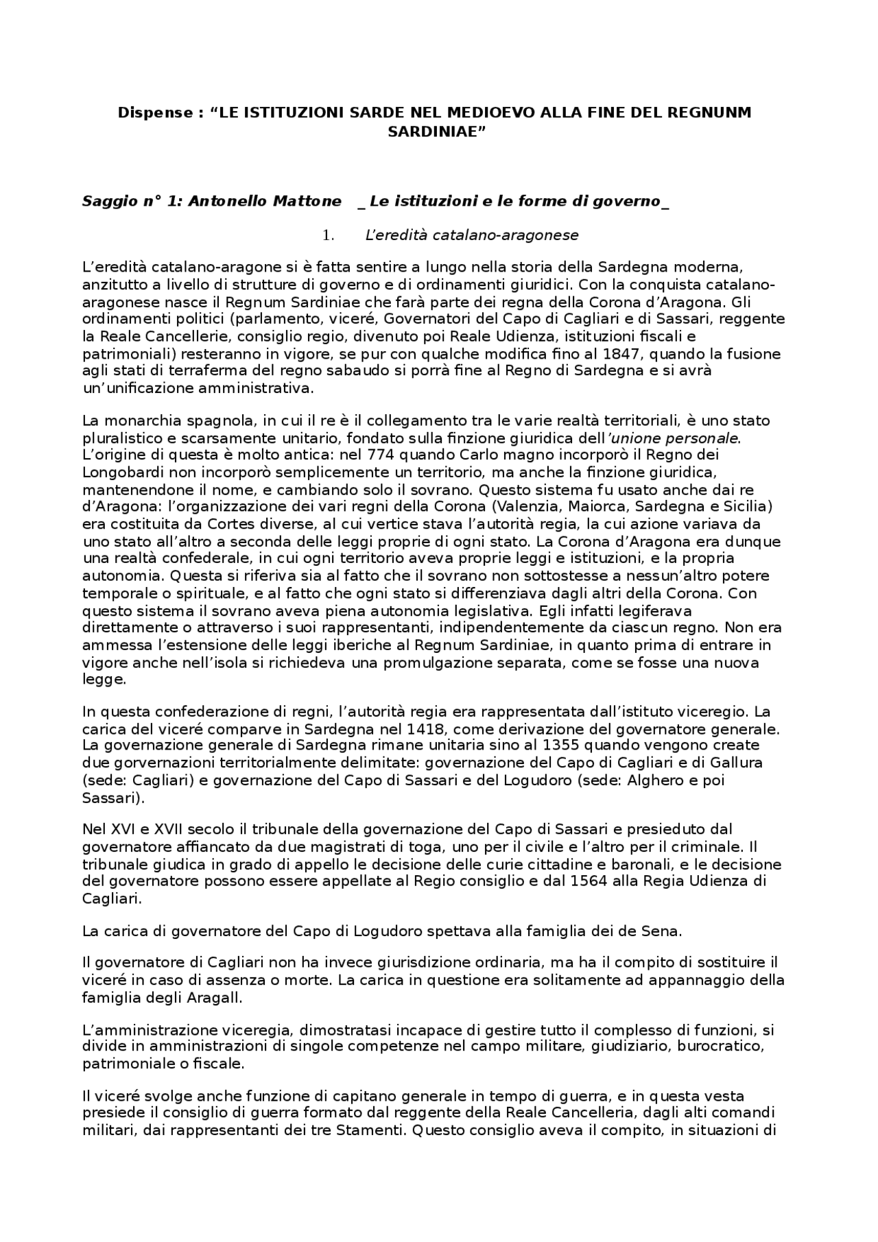 Riassunti istituzioni - Docsity