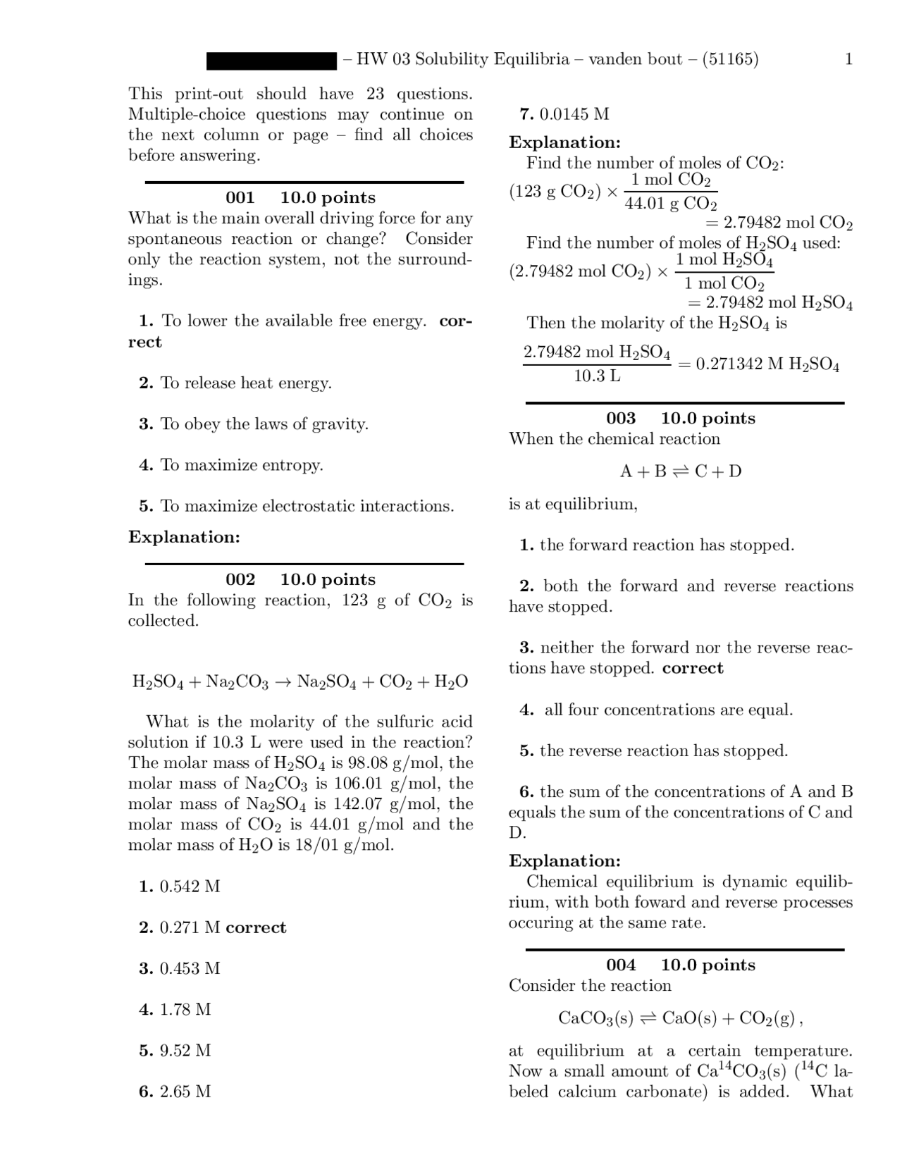23 Questions on Solubility Equilibria with Solution - Quiz | CH 302 ...