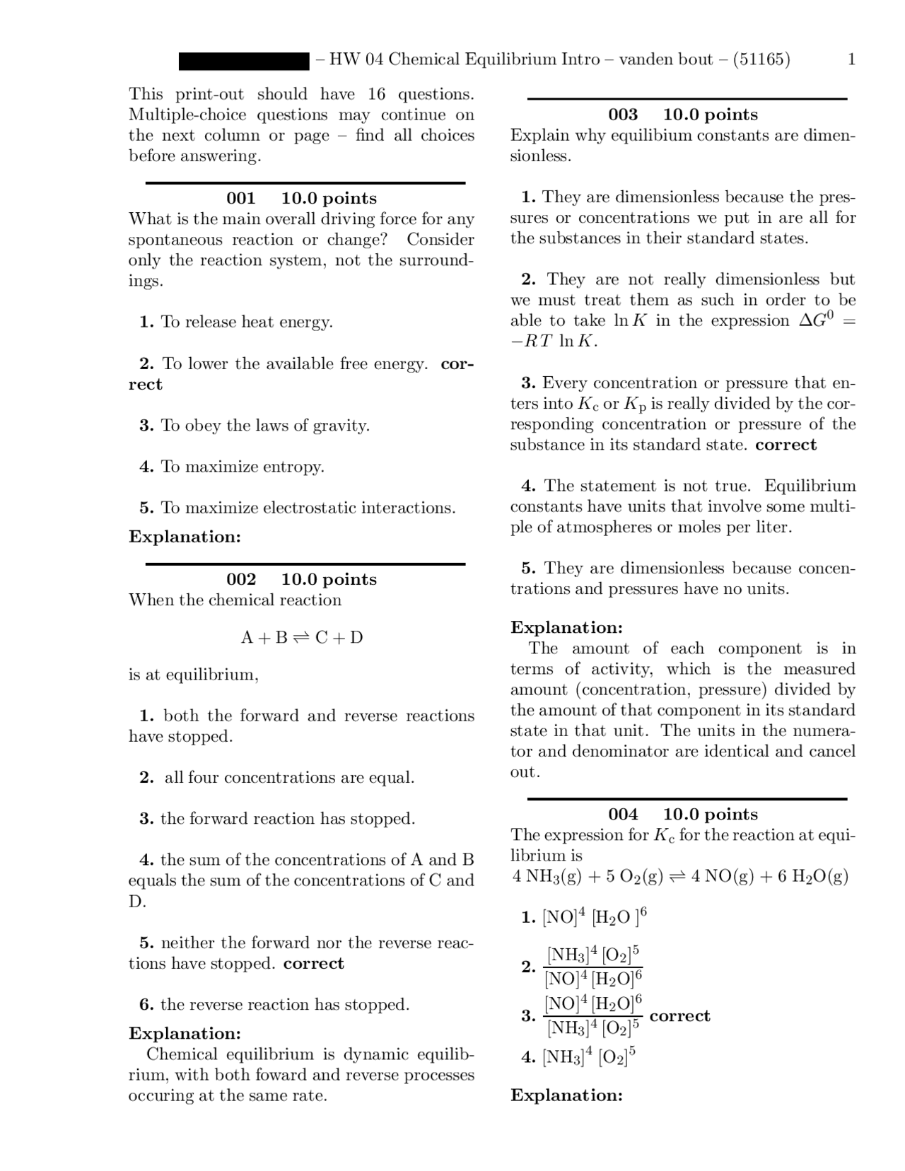 Chemical Equilibrium Introduction - Principles of Chemistry II | CH 302 ...