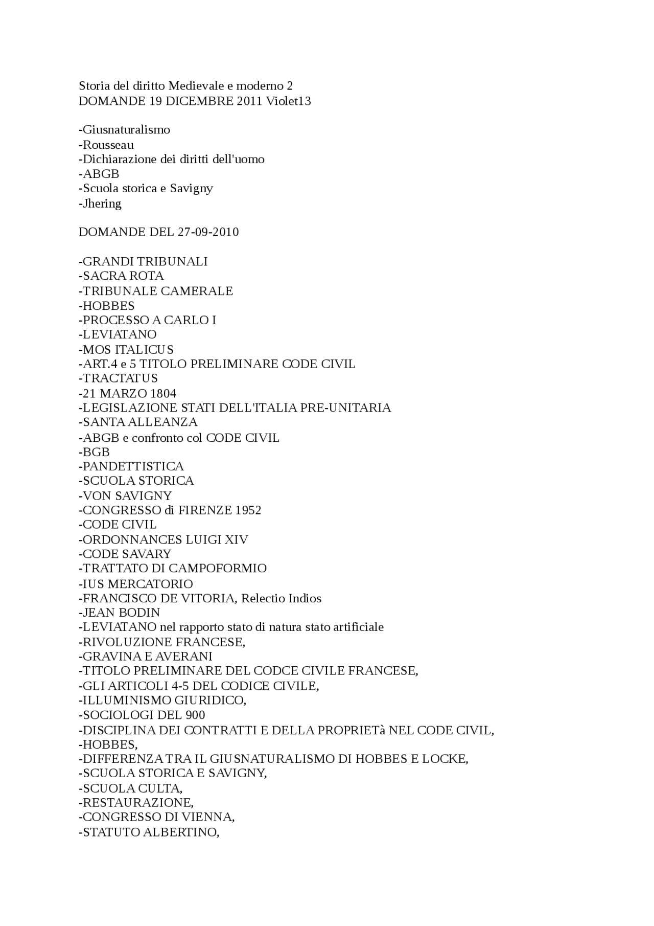 Domande Storia Del Diritto Medioevale E Moderno 2txt Docsity