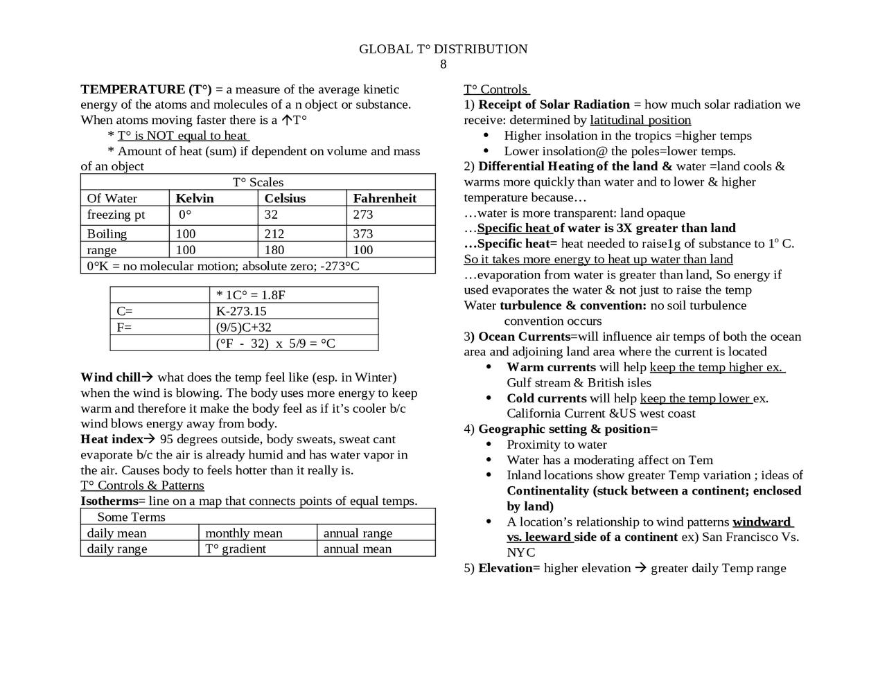 Notes On Global Temperature Distribution Weather And Climate Geog