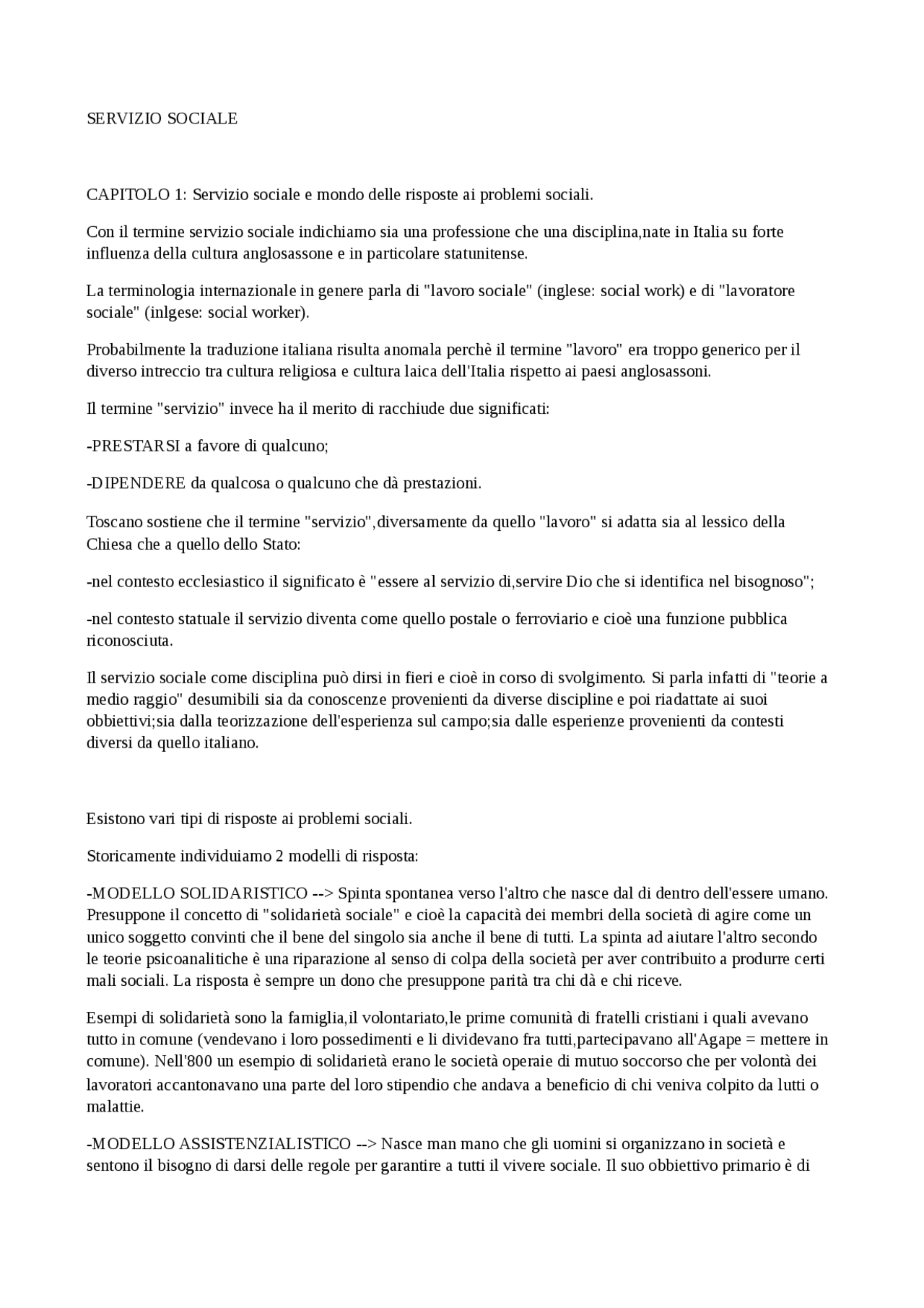 Il Servizio Sociale E Neve Docsity