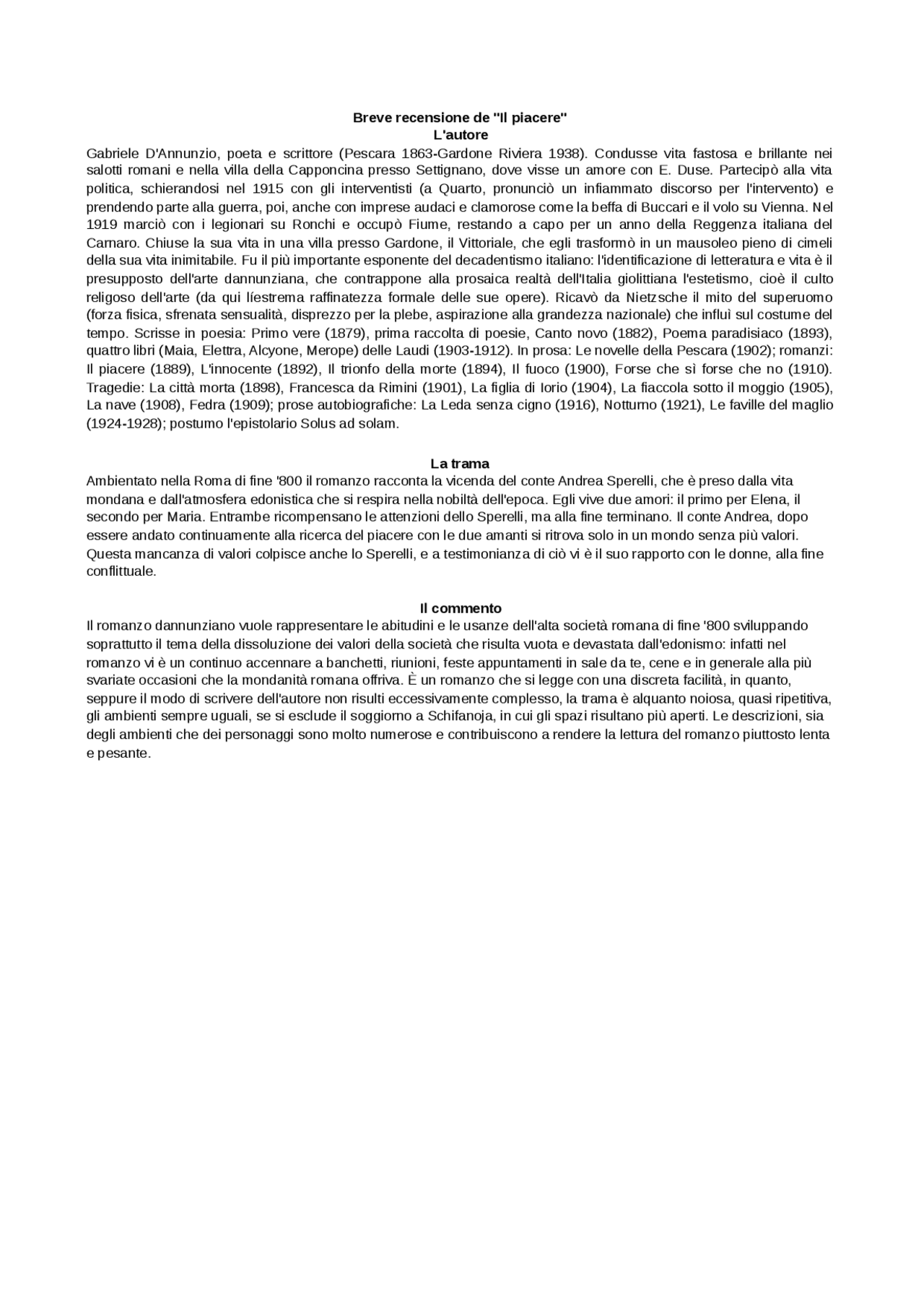 Il Piacere Docsity