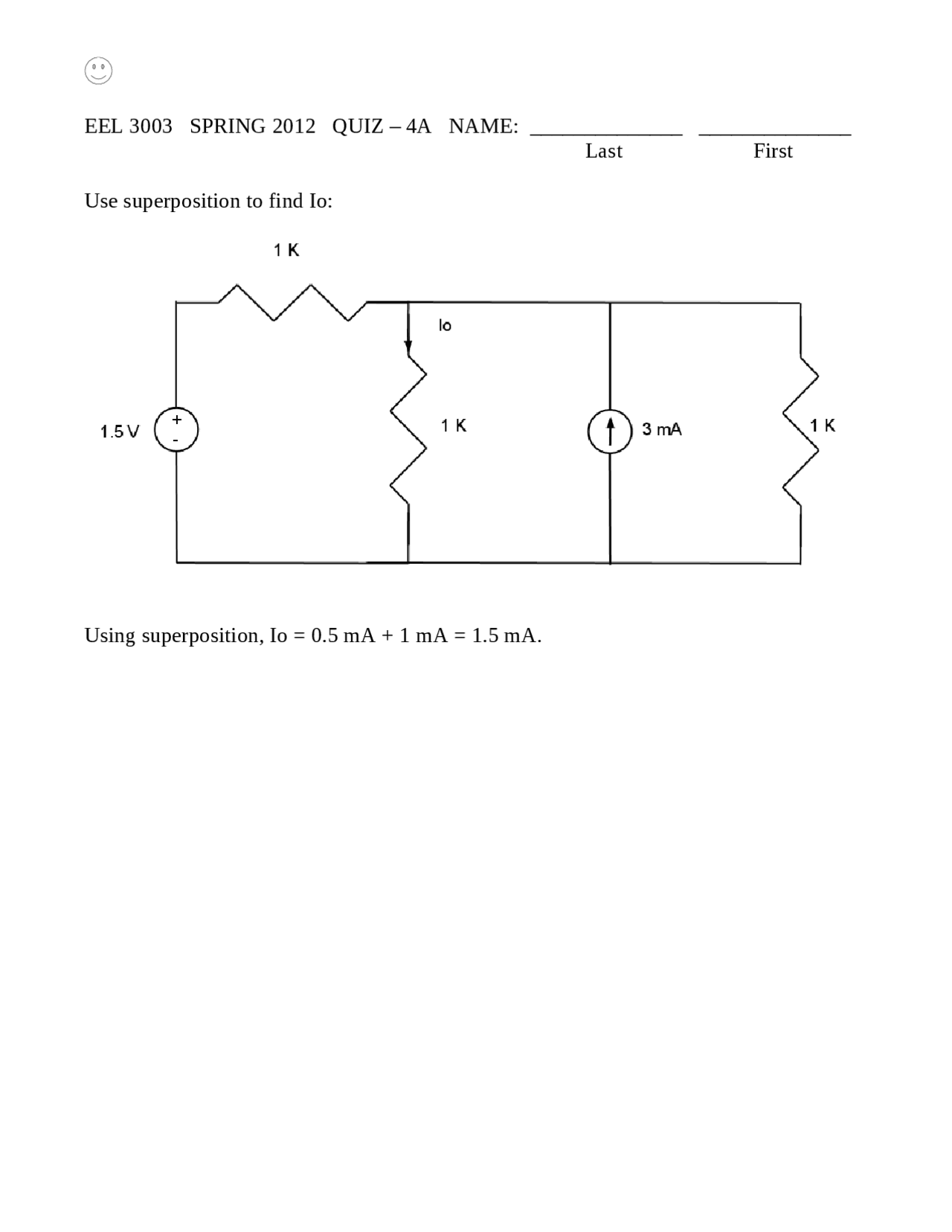 Quiz 4 A Questions On Superposition Elements Electrical Engineering