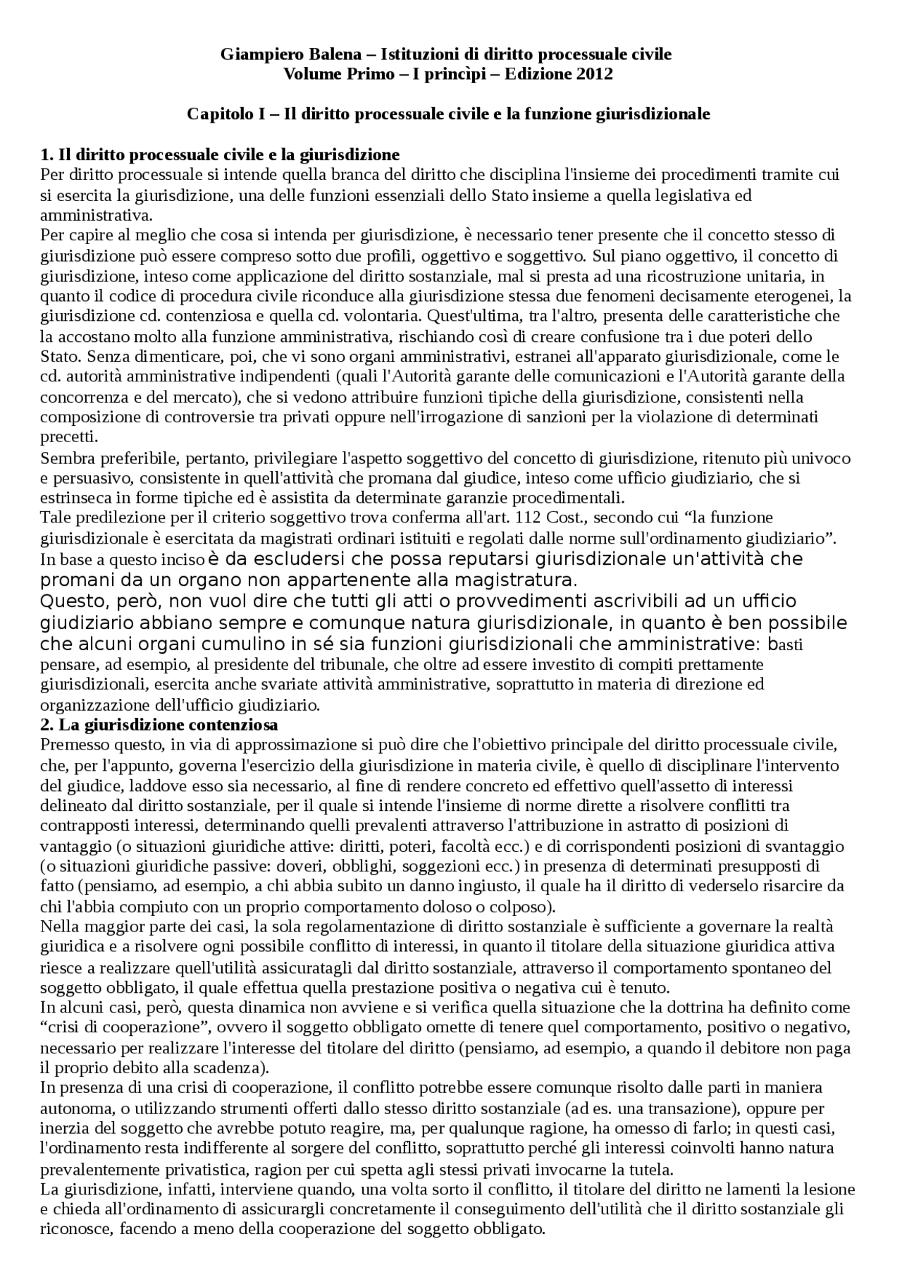 Riassunto Esame Sul Testo Il Diritto Processuale Civile Balena Docsity