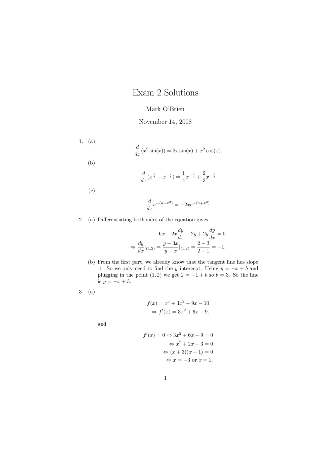5 Solved Problems On Differentiation Equations Exam 2 Math 180