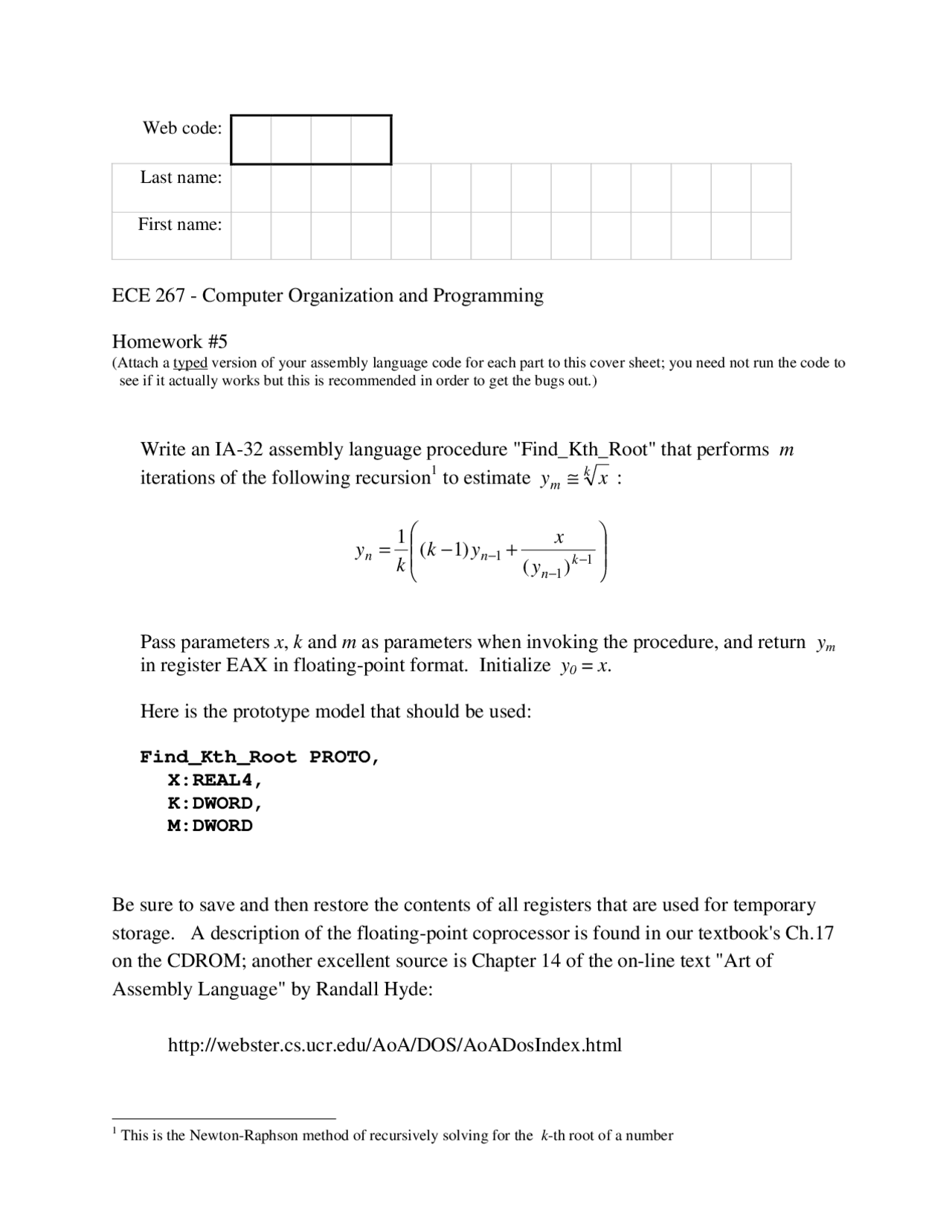 Assignment 5 For Computer Organization And Programming Ece 267 Docsity