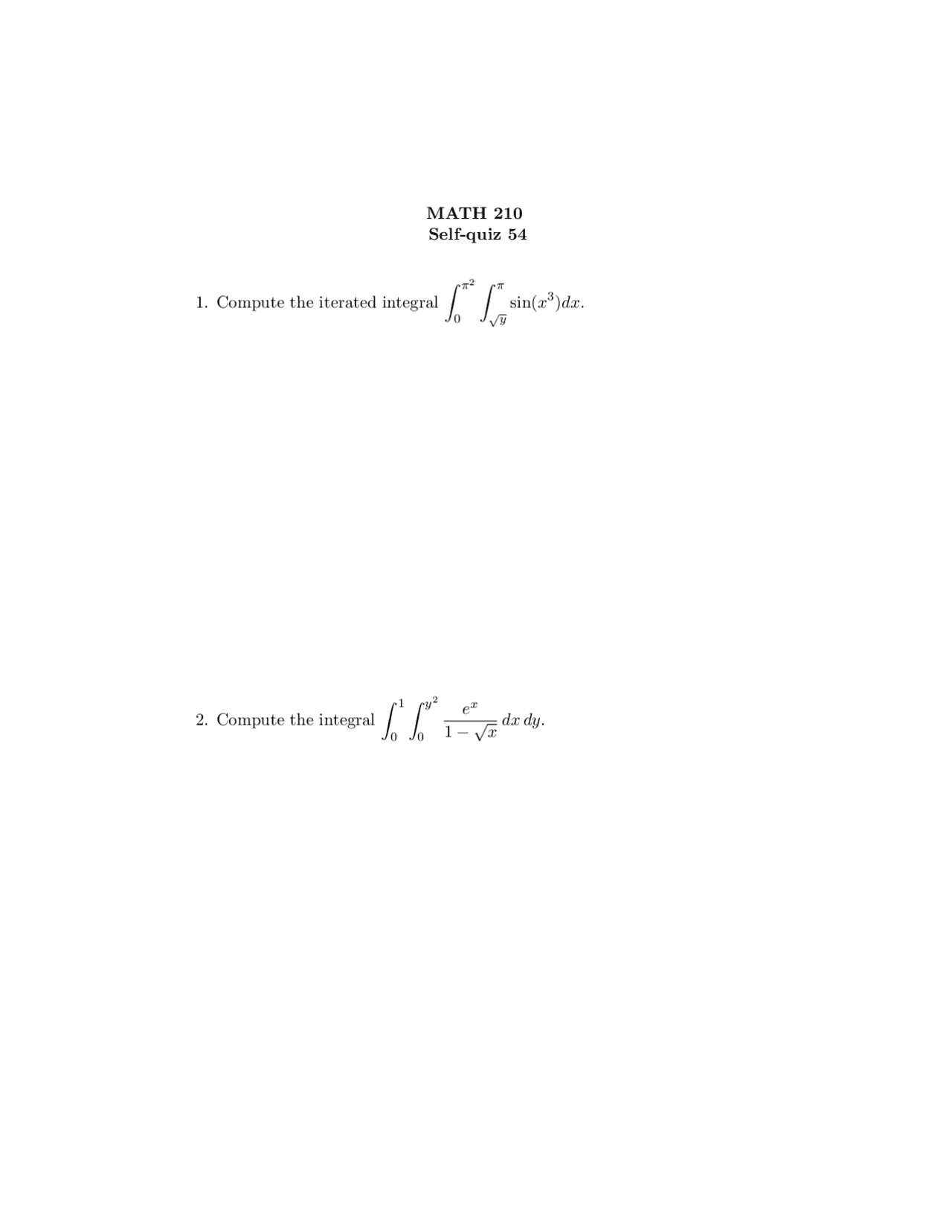 Calculus Iii Practice Quiz With Solutions Math 210 Quizzes Calcul