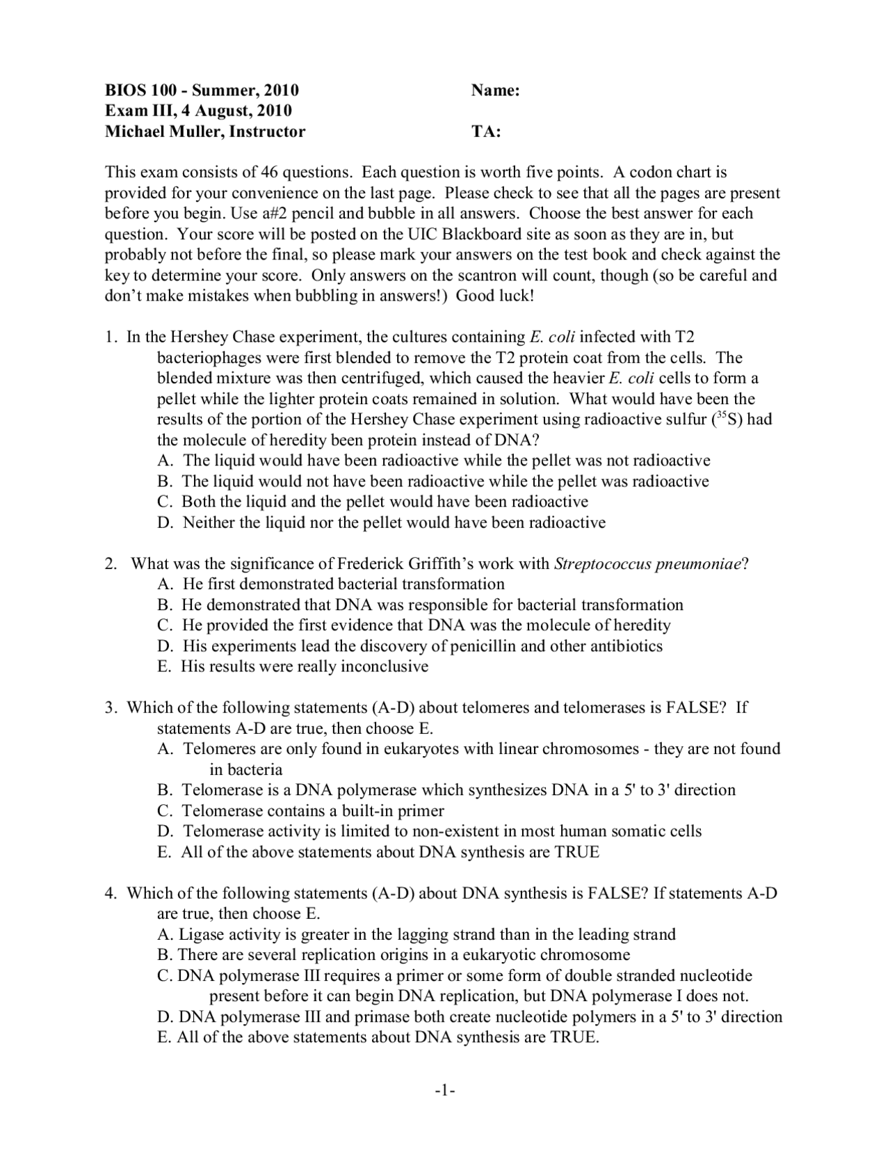 46 Questions With Answers Biology Of Cells And Organisms Exam 3