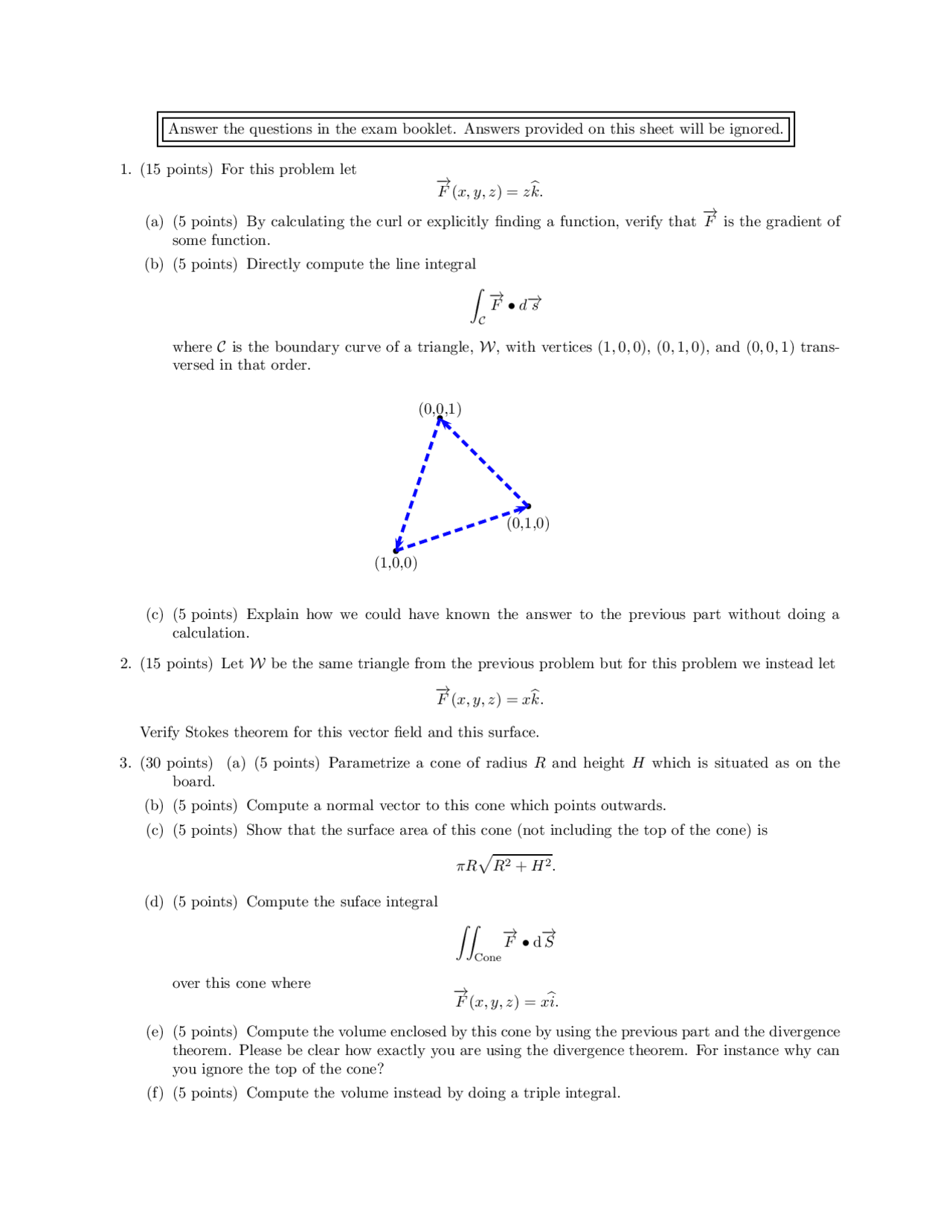 Practice Exam 2 - Calculus III | MATH 210 - Docsity