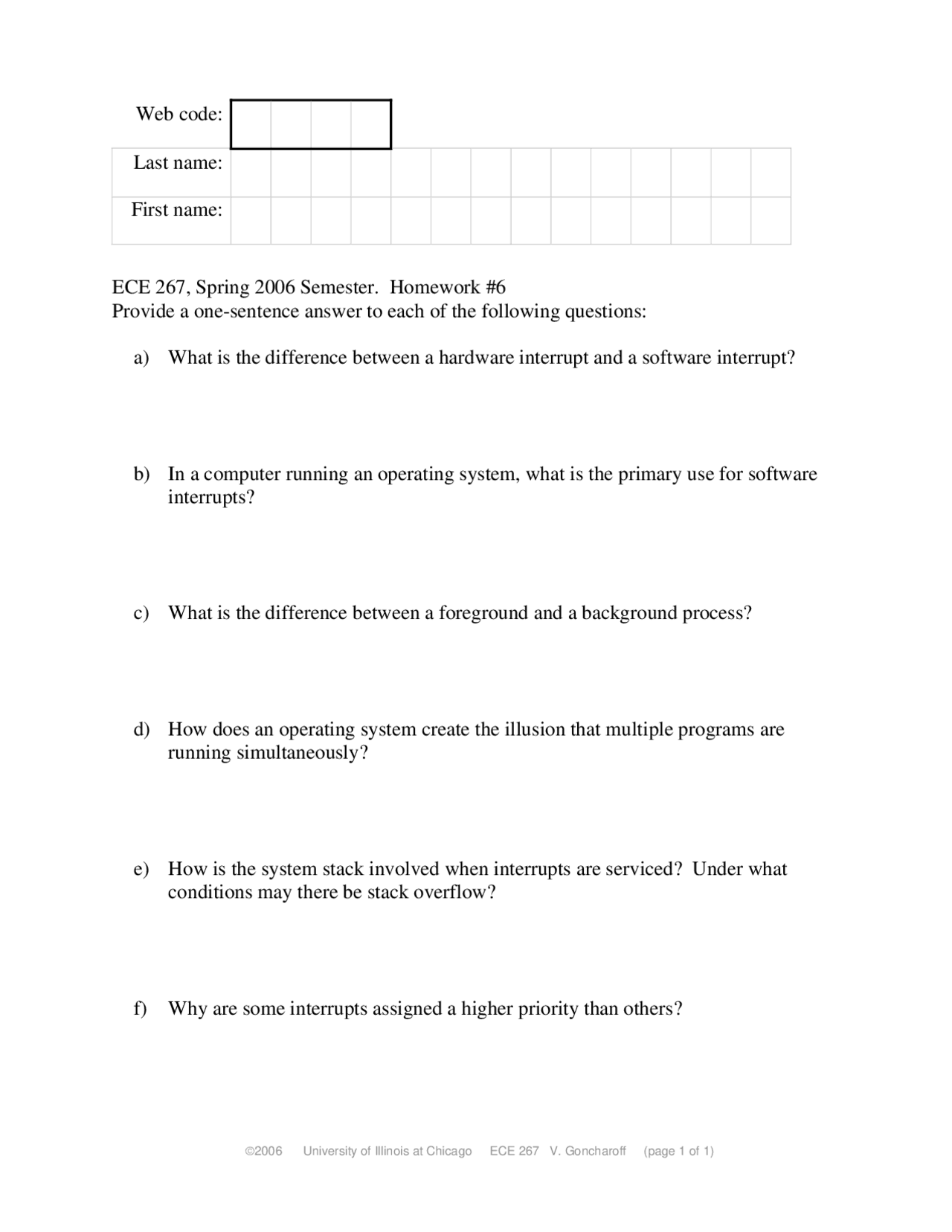 Assignment 6 Questions Computer Organization I Ece 267 Docsity