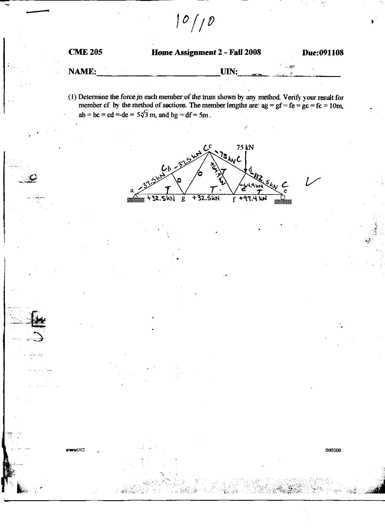 Assignment 2 With Solutions Structural Analysis I Cme 205 Docsity