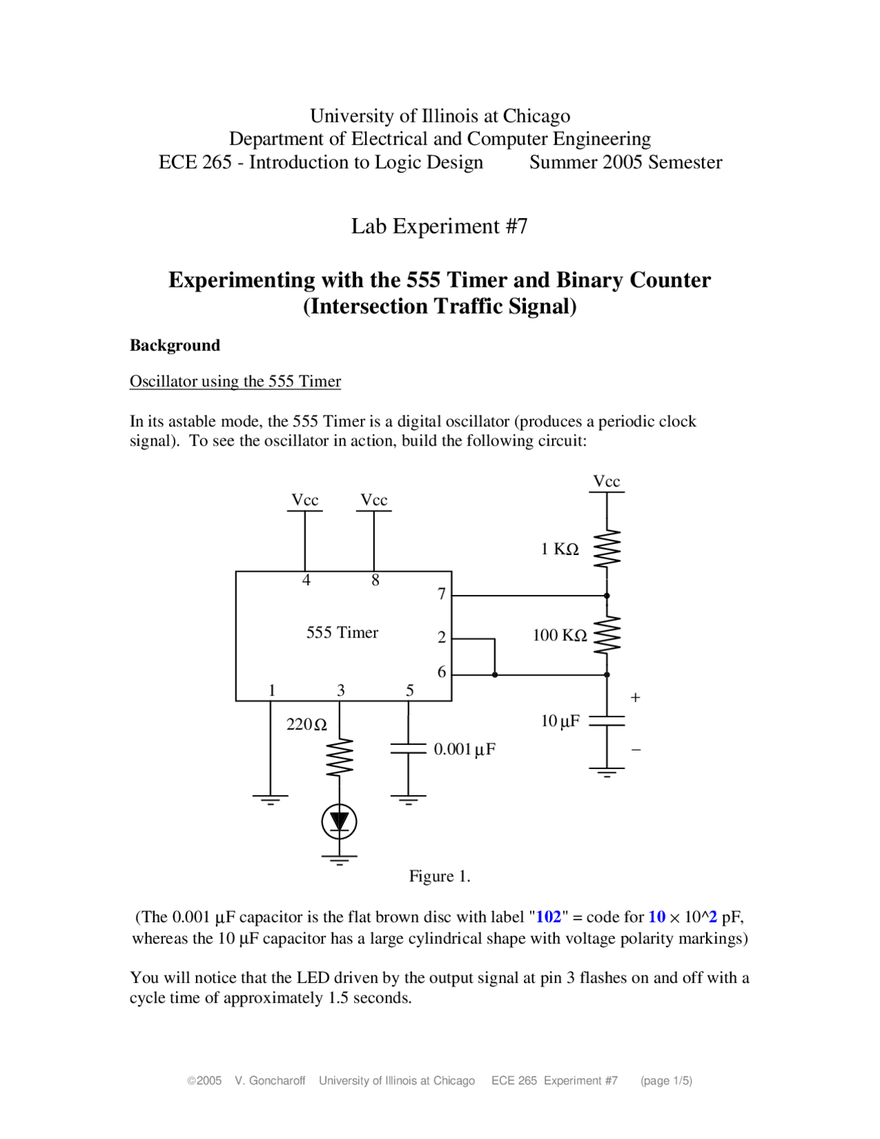 Lab Experiment 7 Introduction To Logic Design Ece 265 Docsity