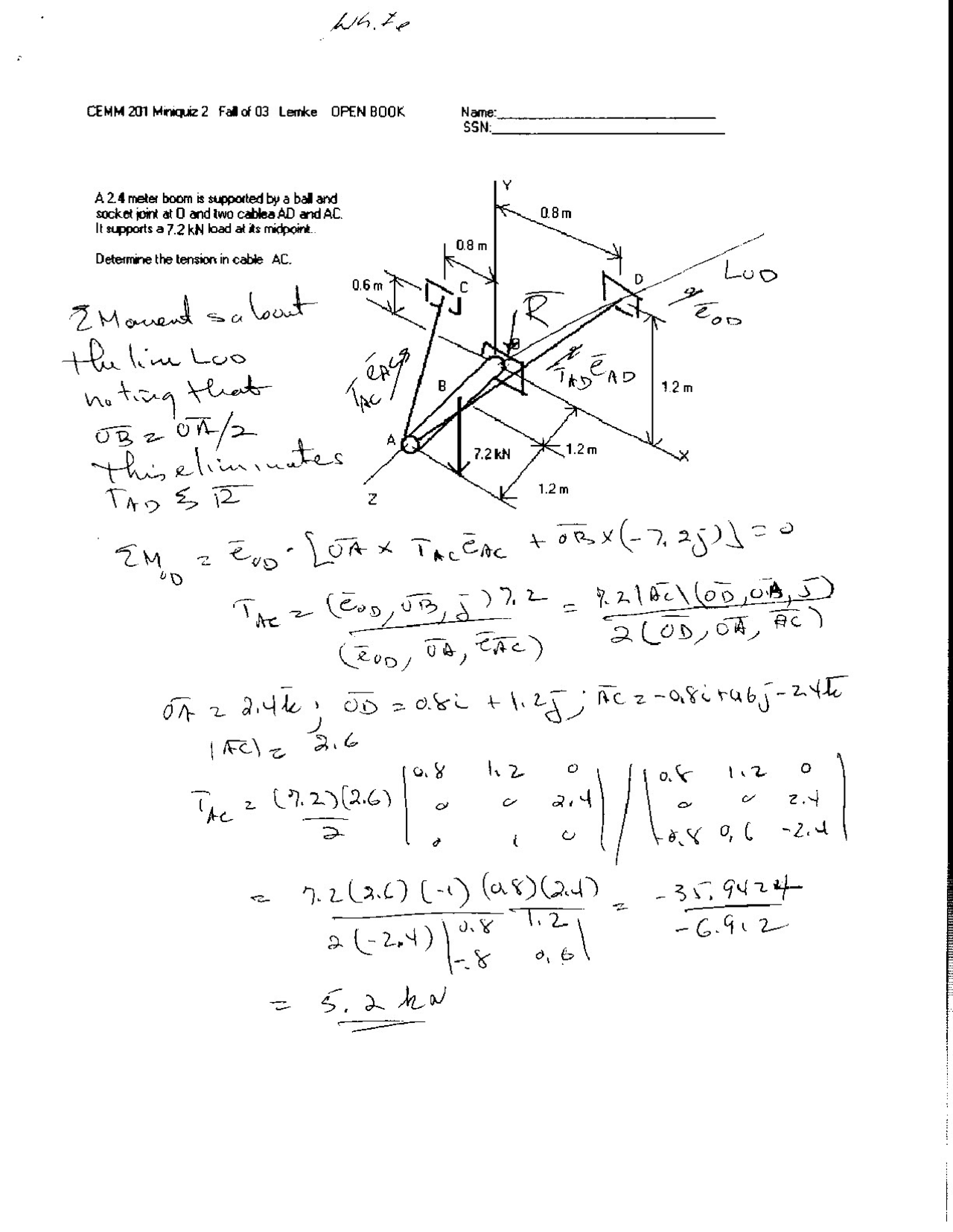Quiz 2 With Solution Statics Cme 201 Docsity