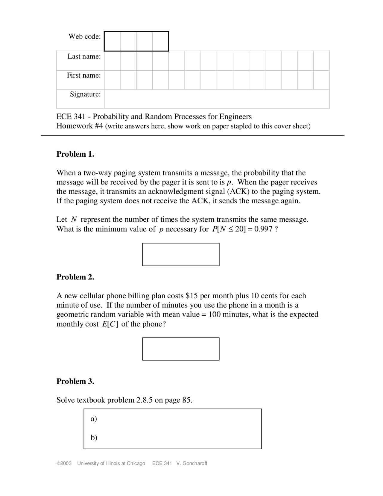 Homework 4 for Probability and Random Processes for Engineers | ECE 341 ...