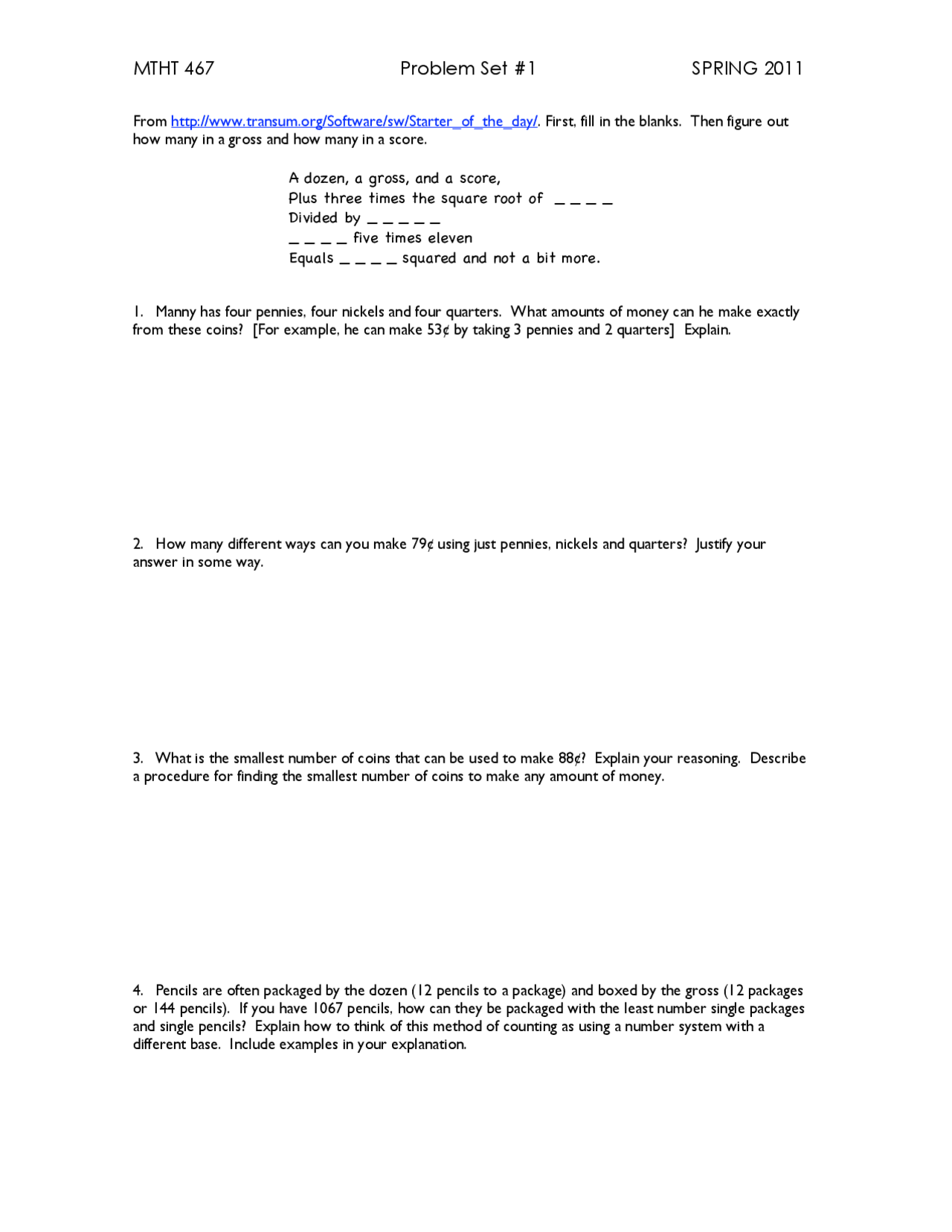 Introduction To Number Theory With Application Problem Set 1 Mtht