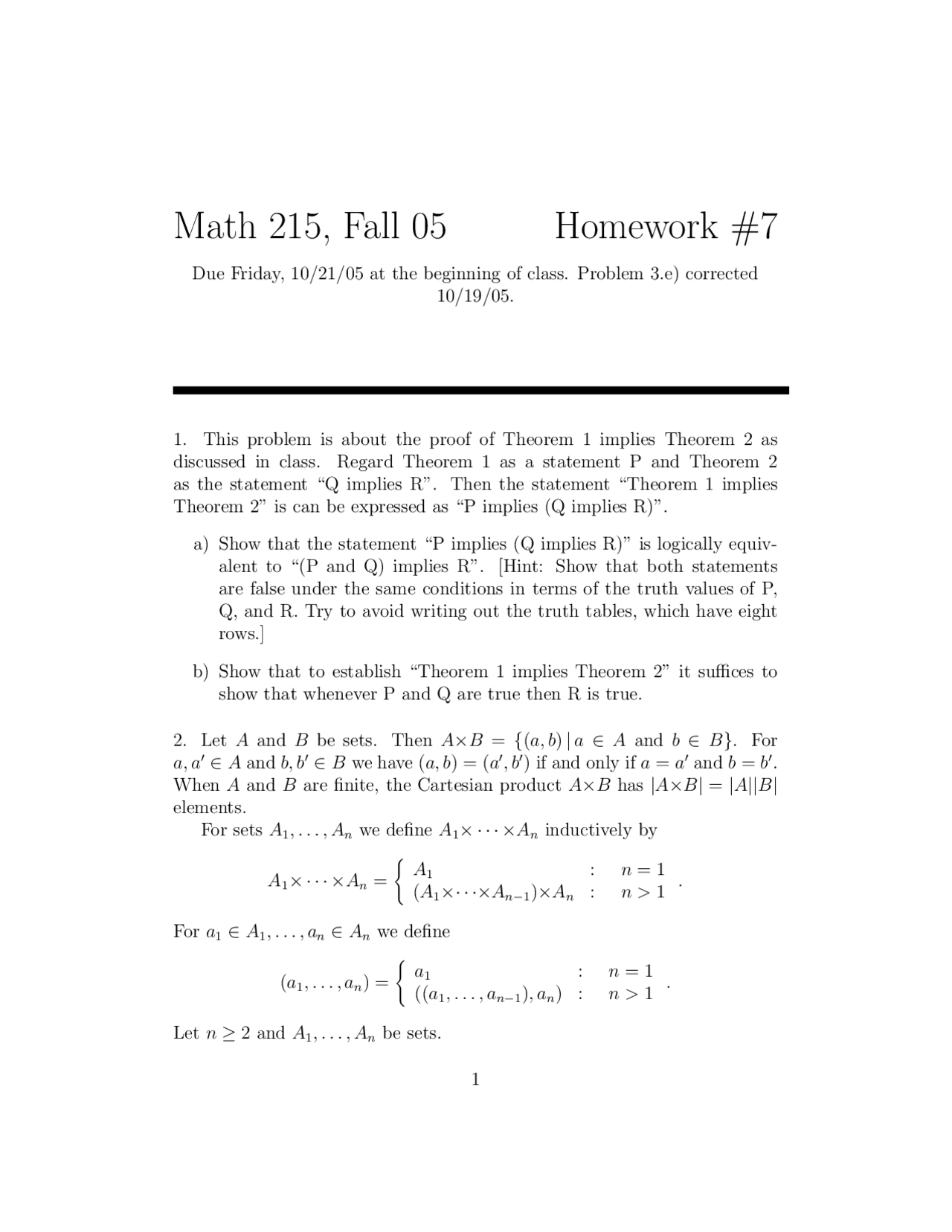 Introduction To Advanced Mathematics Homework 7 With Solutions Math