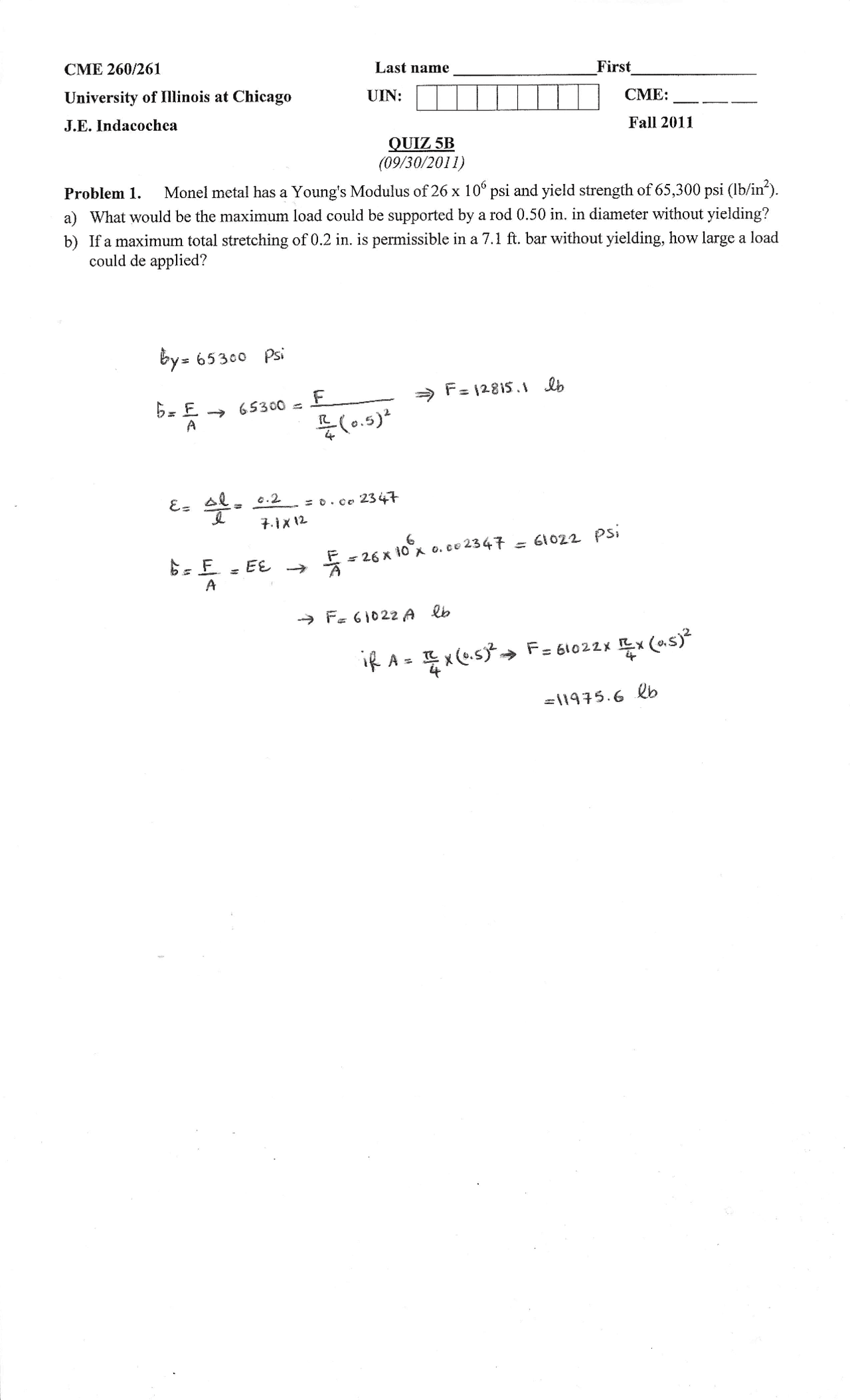 Solved Quiz Properties Of Materials Cme 260 Docsity