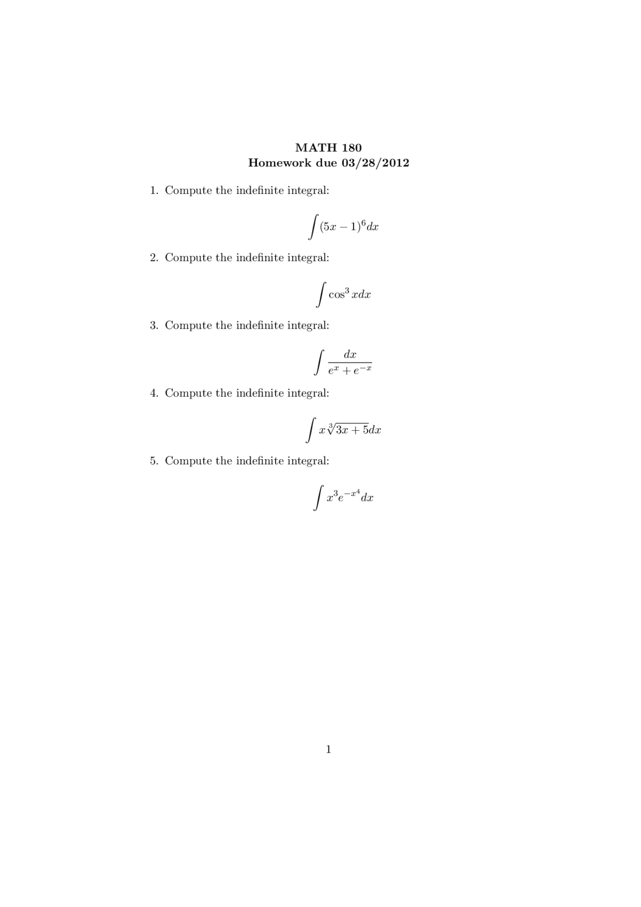 Calculus I - 5 Questions on Assignment 25 | MATH 180 - Docsity