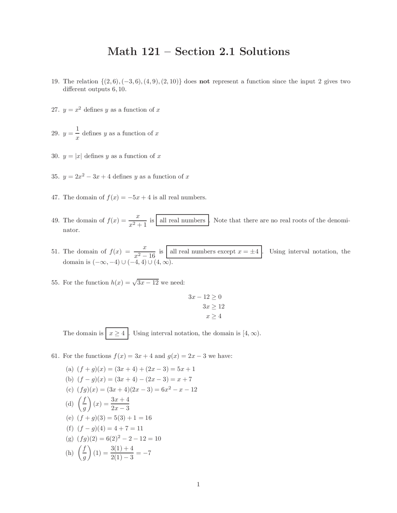 13 Solved Problems On The Interval Notation Quiz 2 Math 121 Docsity
