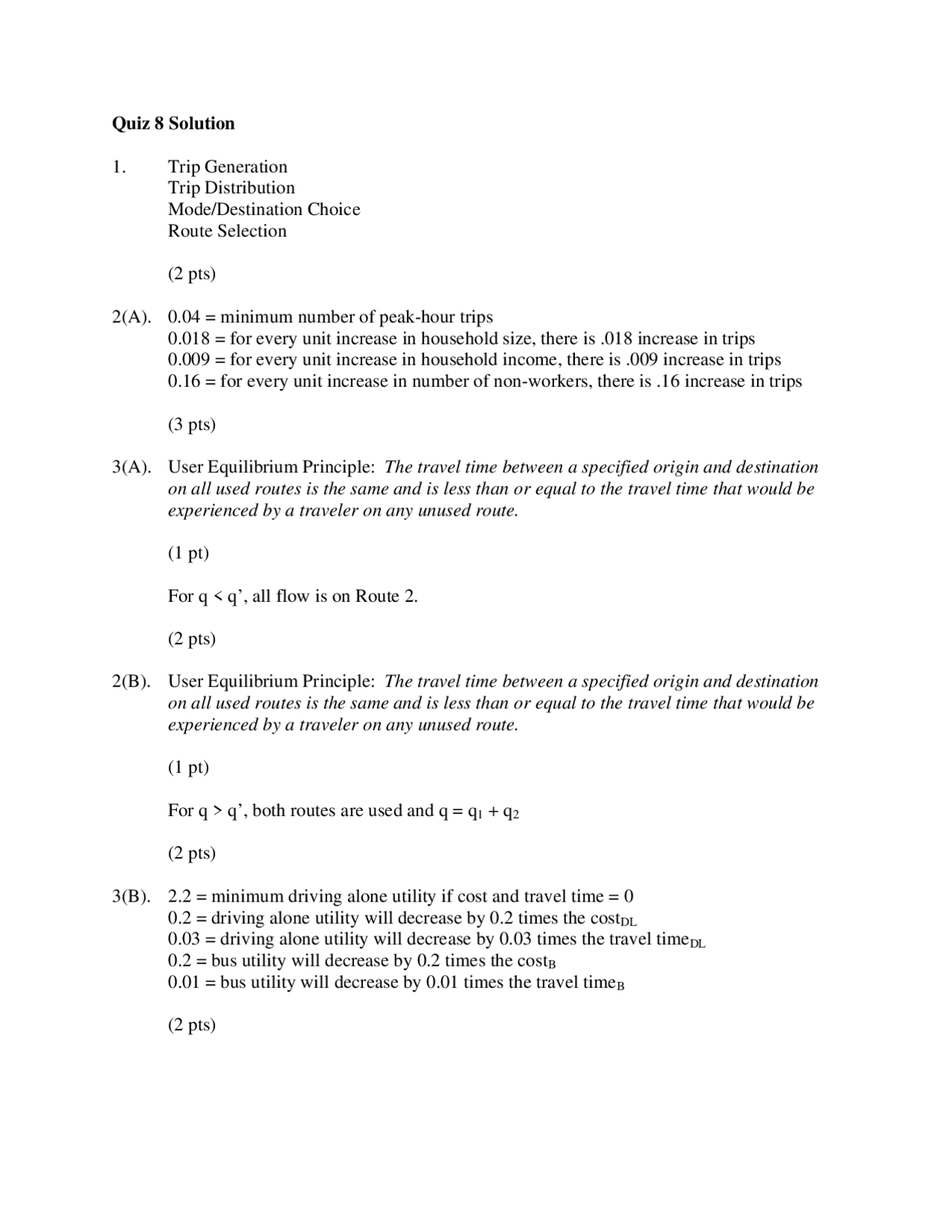 Transportation Engineering Quiz 8 Solution Cme 302 Docsity