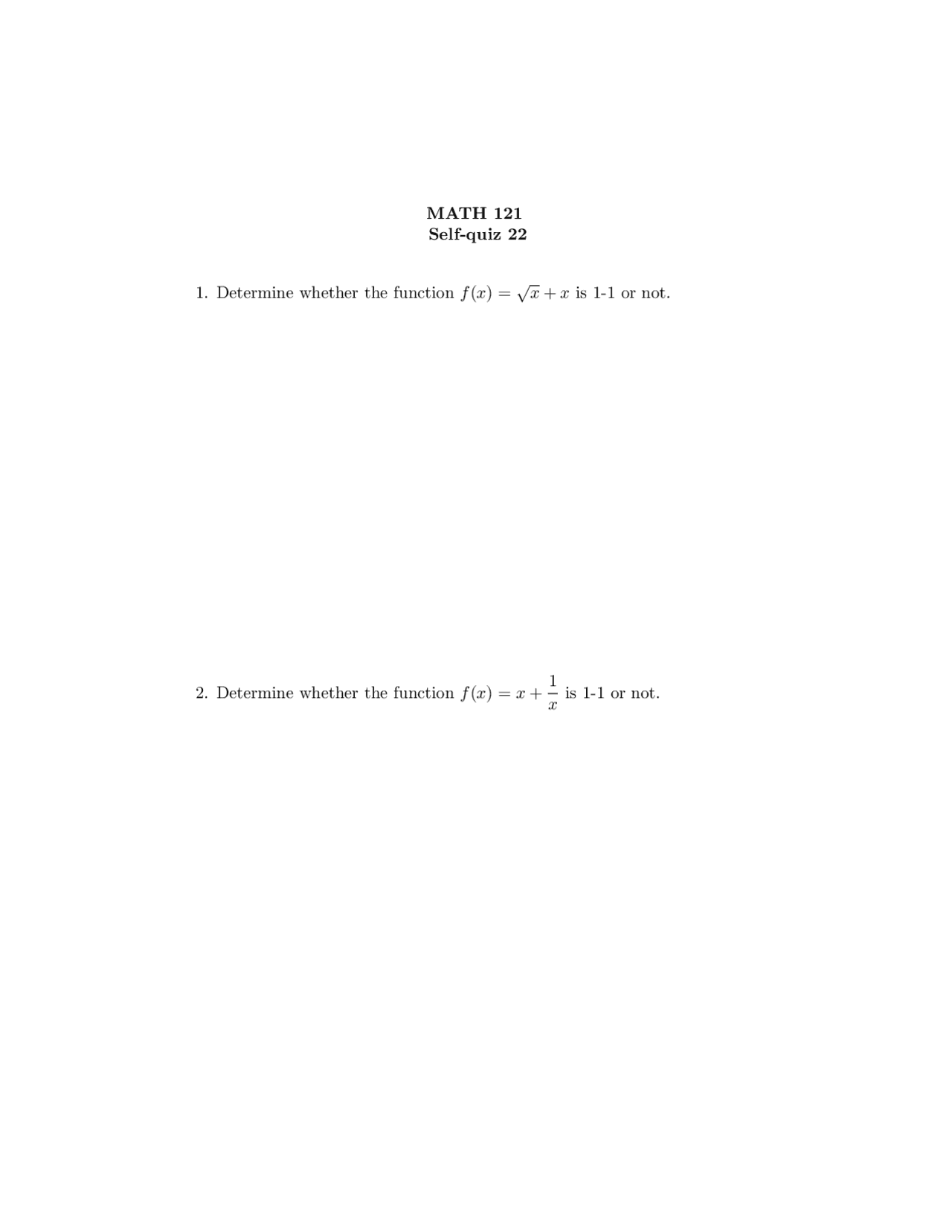 Precalculus Mathematics Practice Quiz 22 With Solutions Math 121