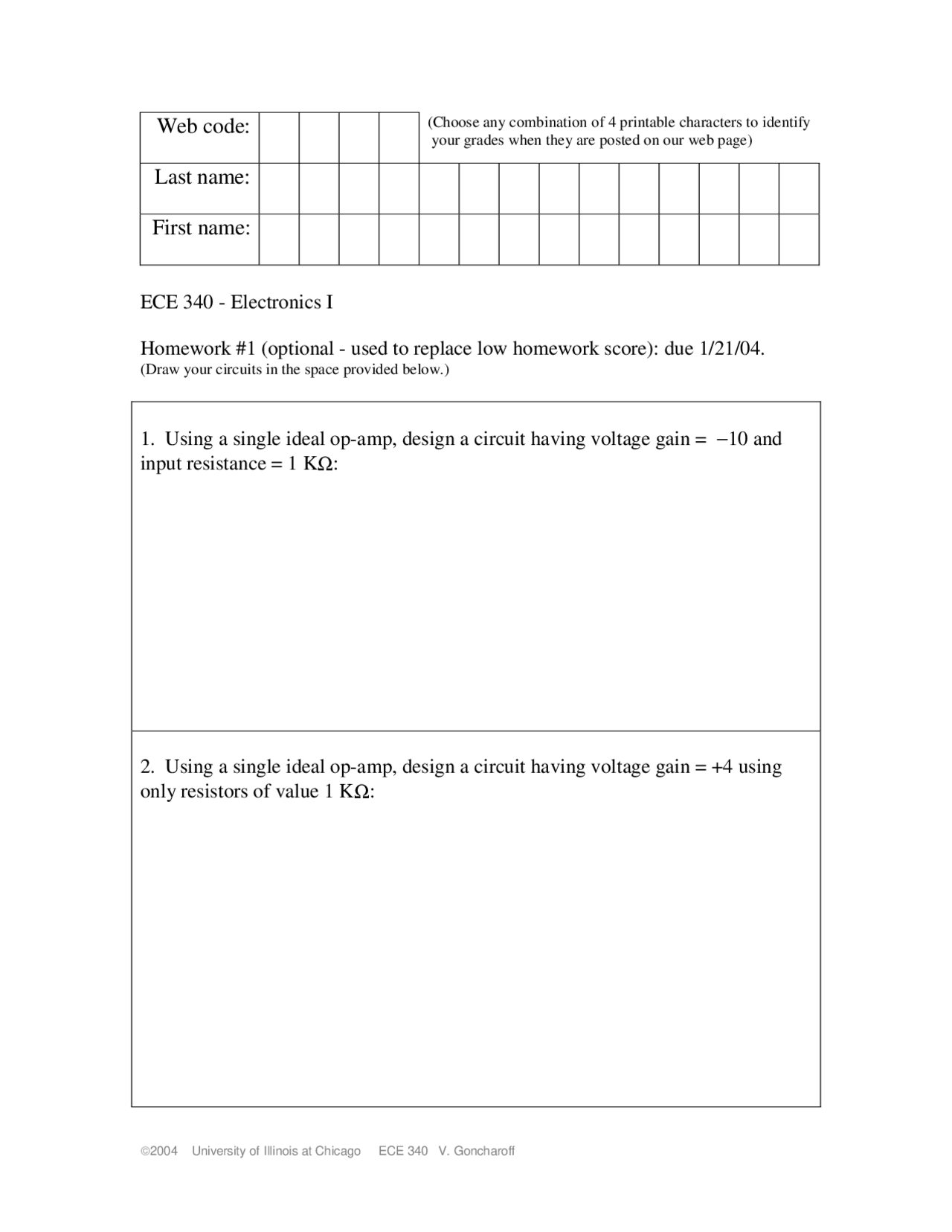 4 Questions For Assignment 1 Electronics I Ece 340 Docsity