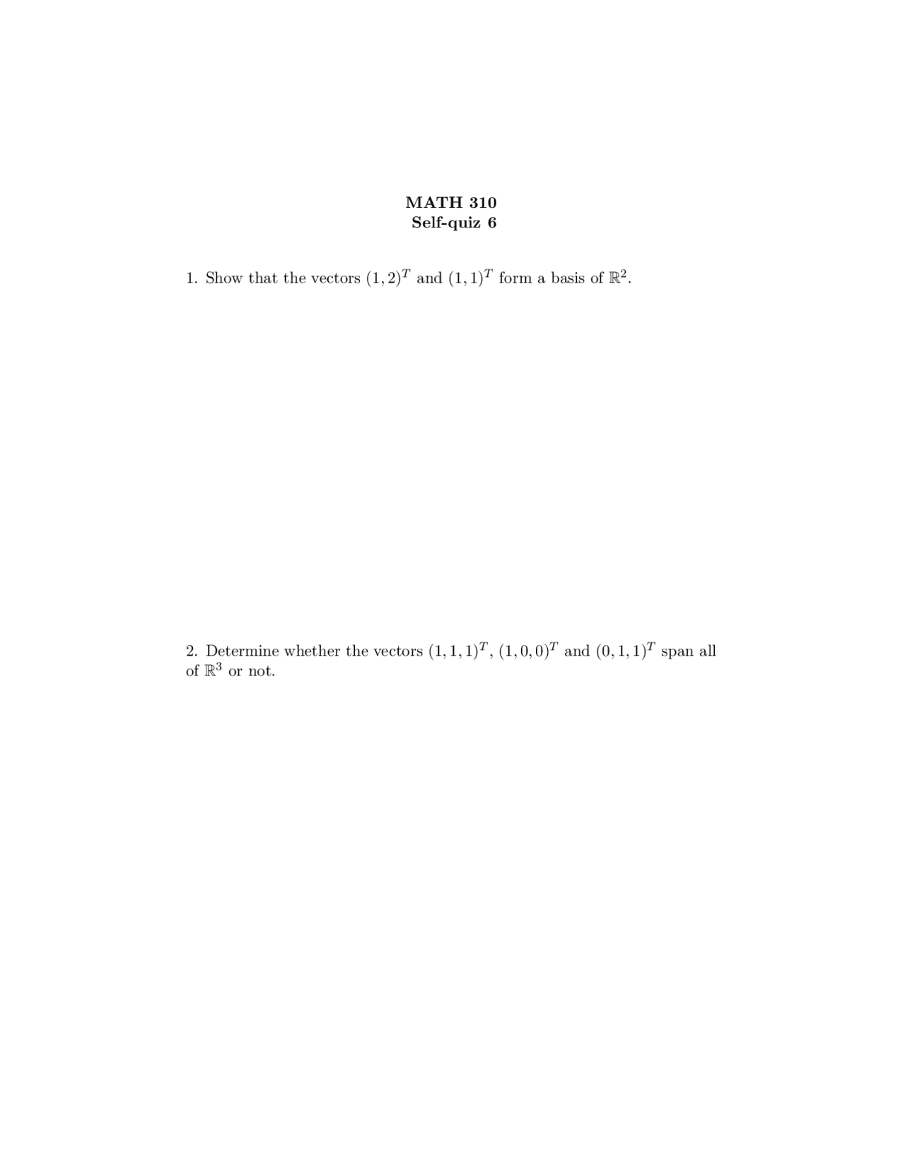 2 Questions With Solutions In Applied Linear Algebra Quiz 6 Math