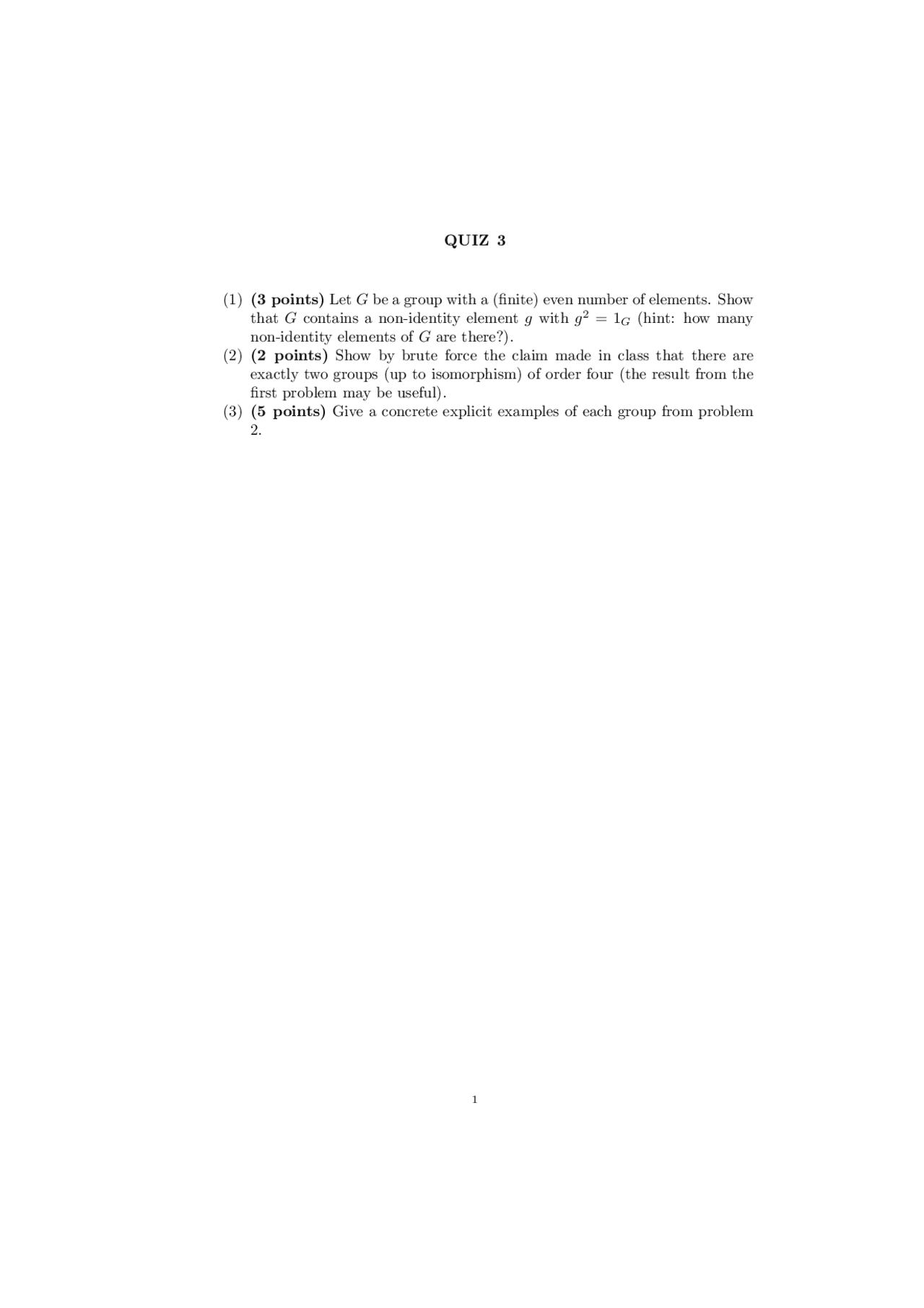 Quiz 3 Practice - Abstract Algebra I | MATH 330 - Docsity