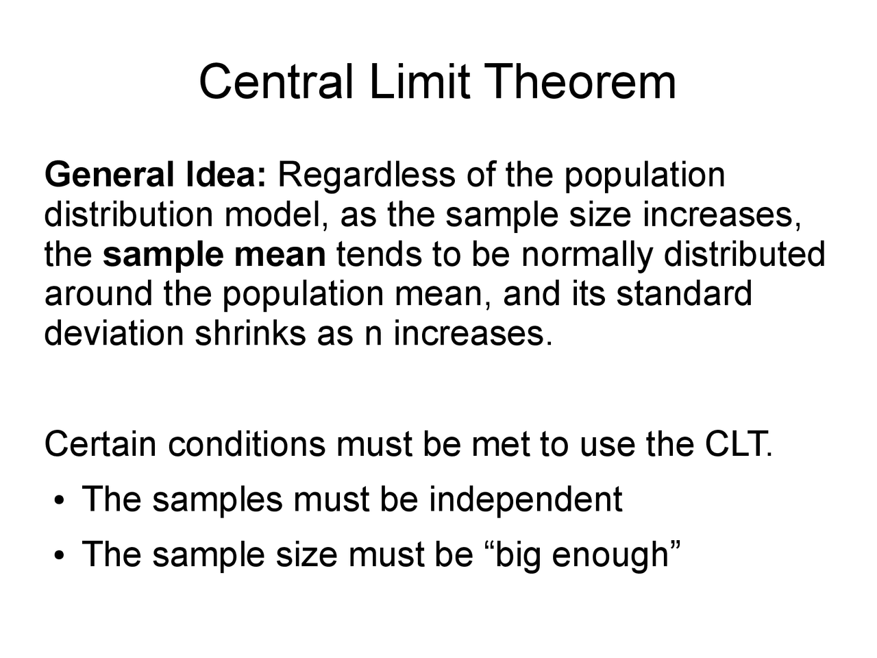 General Ideas Of Central Limit Theorem Stat 101 Docsity