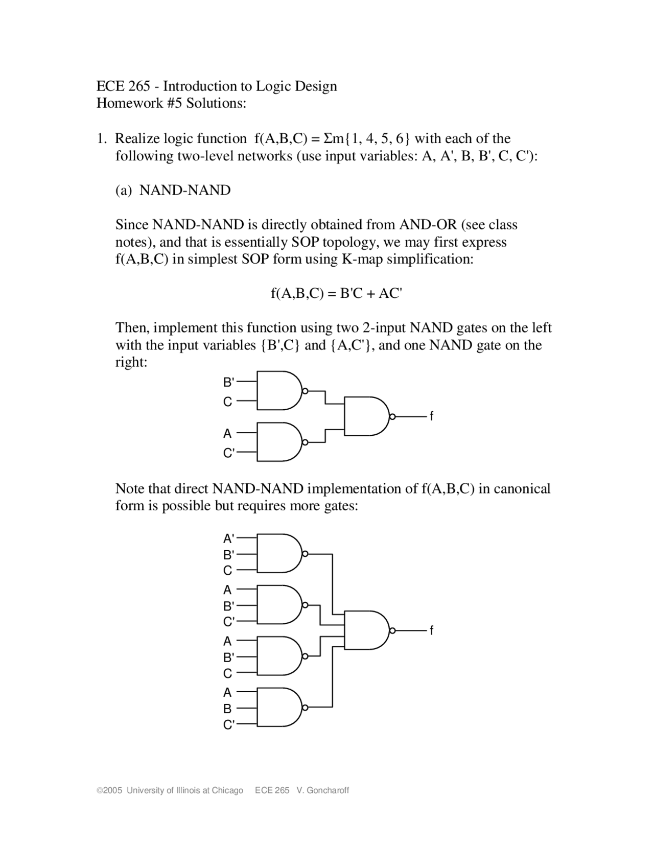 Homework 5 With Solutions Introduction To Logic Design Ece 265 Docsity