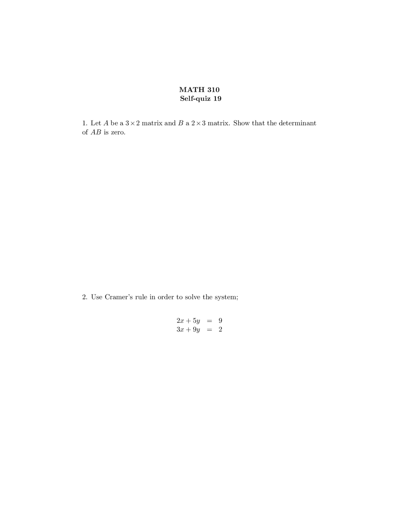 2 Questions With Solution Of Applied Linear Algebra Quiz 19 Math
