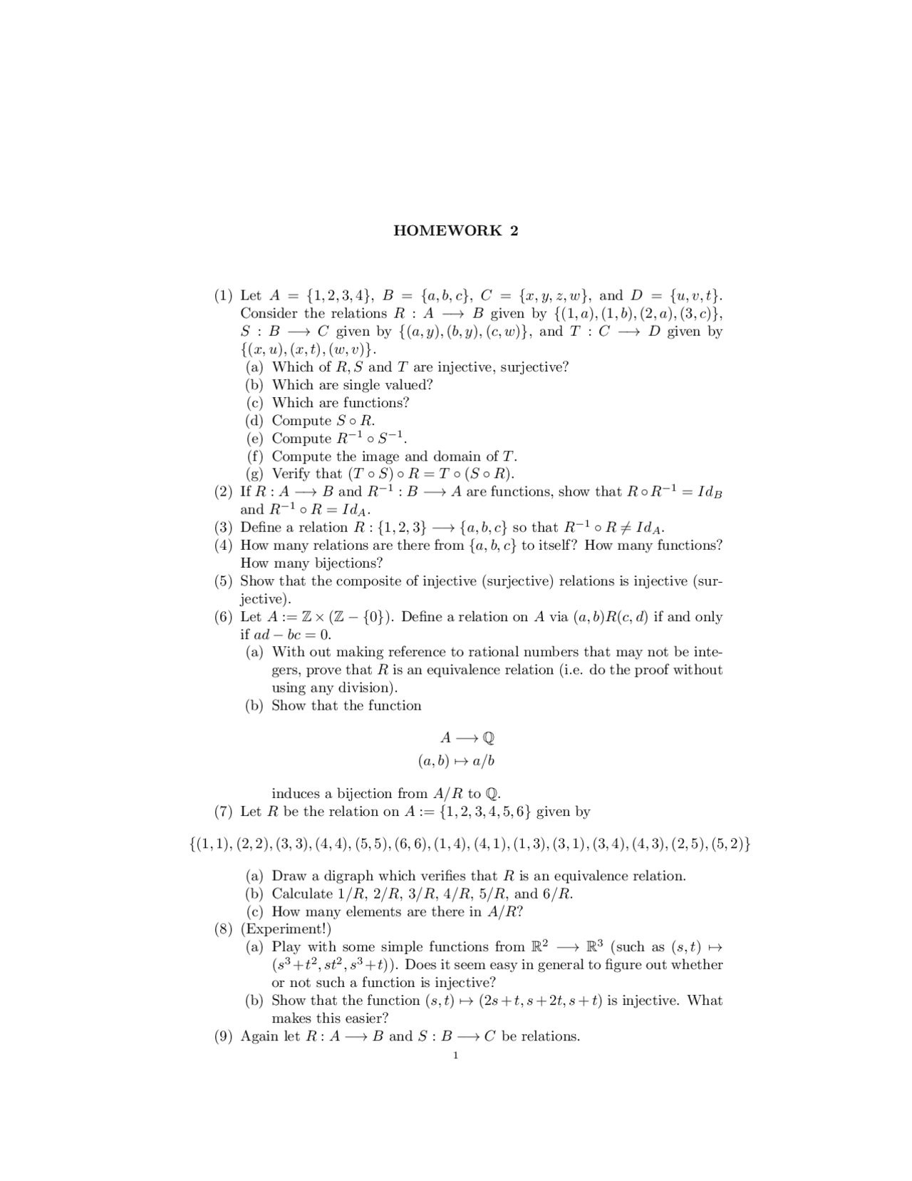 Homework 2 With Answer Key Abstract Algebra I Math 330