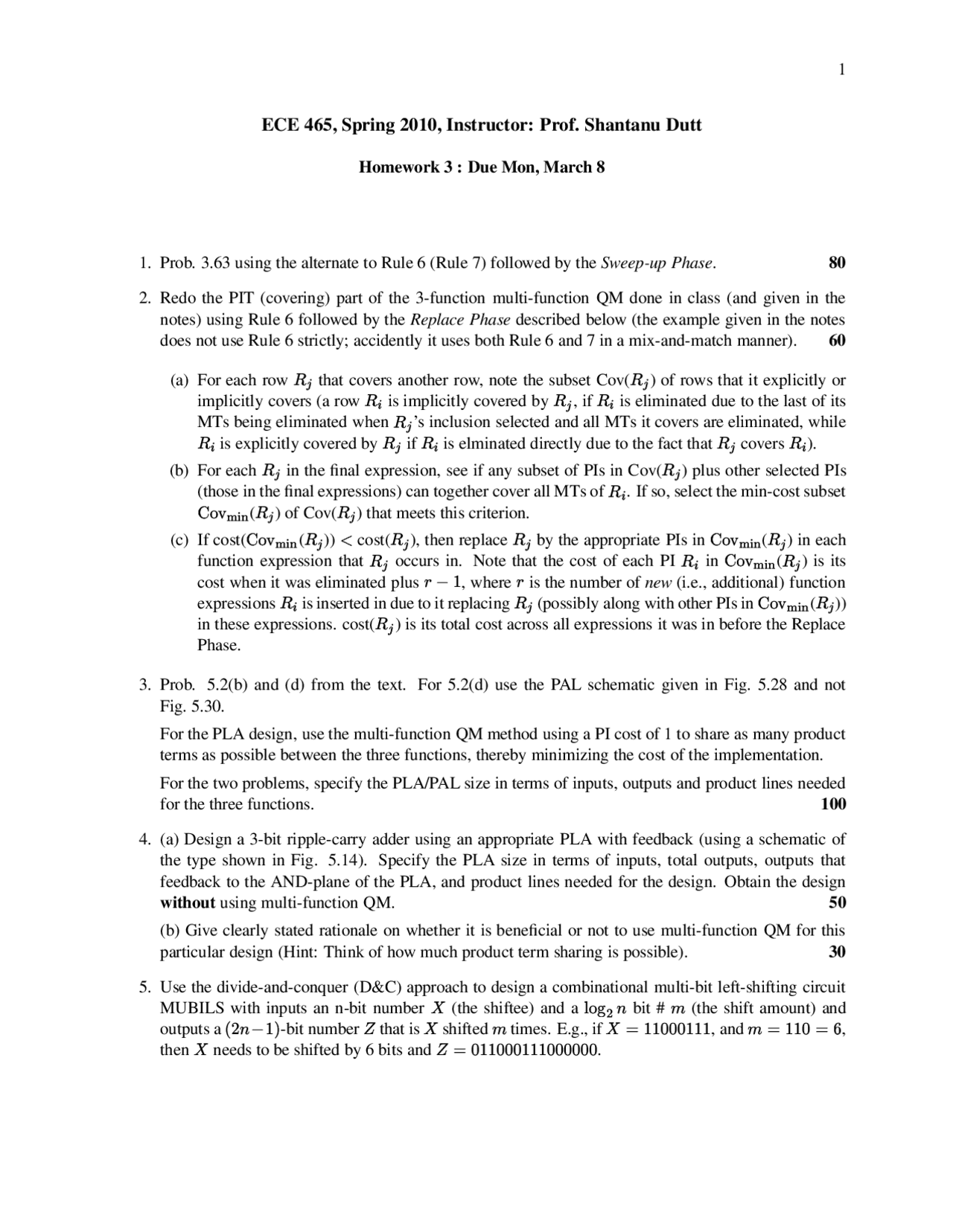 Solved Problems On Digital System Design Assignment 3 Ece 465 Docsity