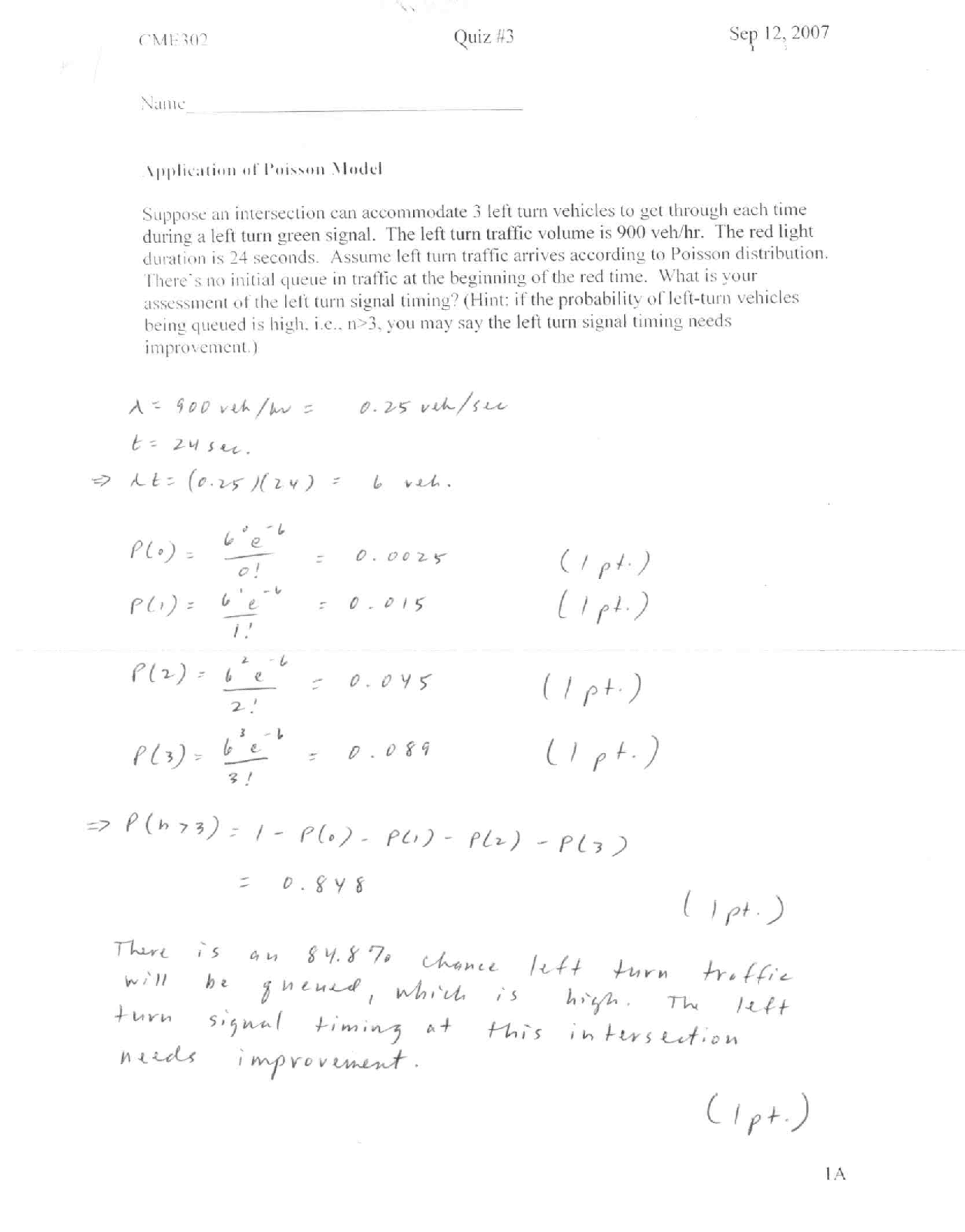 Application of Poisson Model | Transportation Engineering | CME 302 - Docsity
